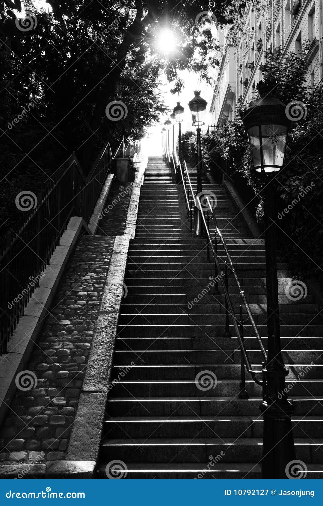 Silence Street with Endless Ladder Stock Image - Image of highland ...