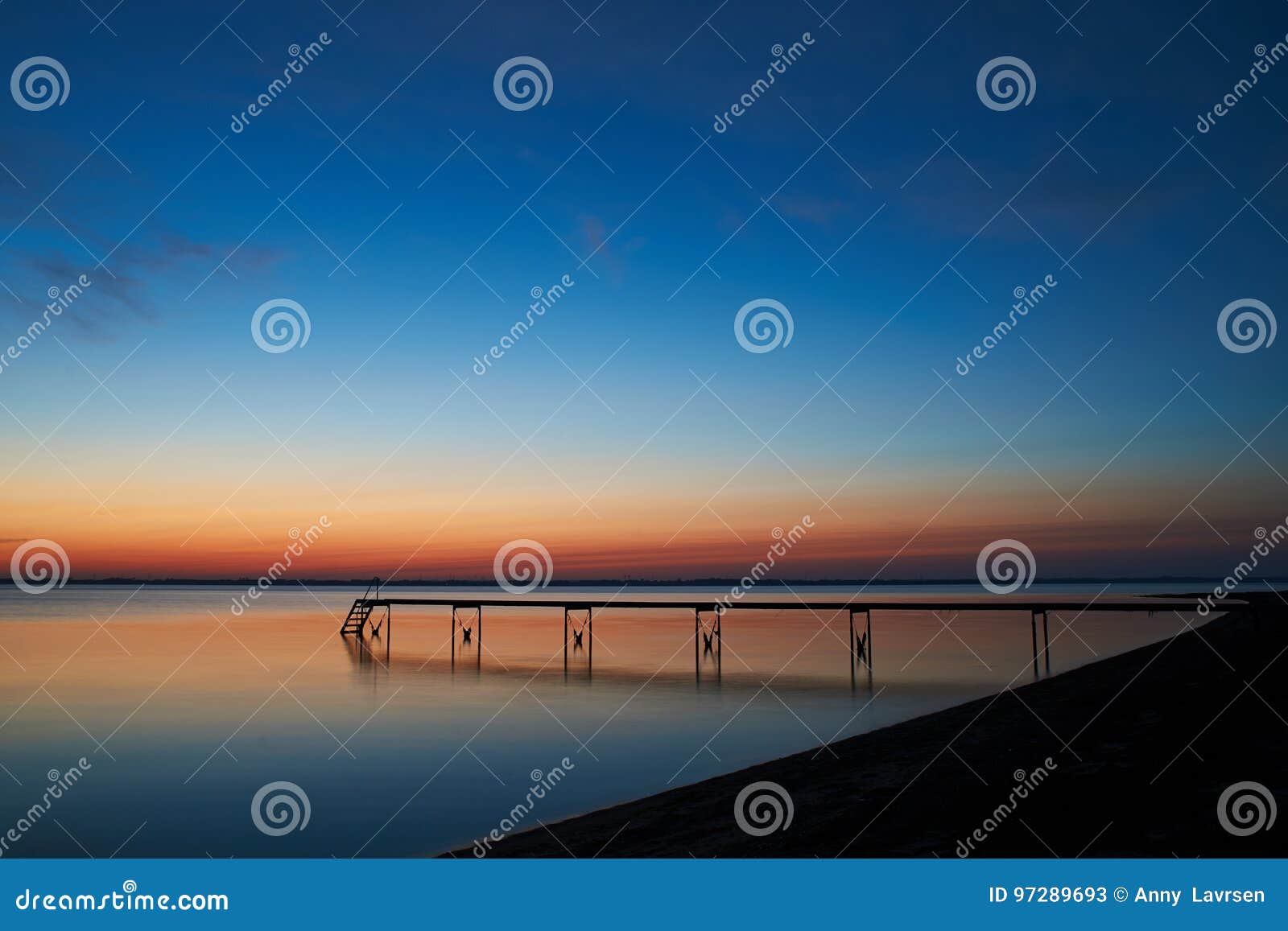 Silence after Sunset at Vadum Beach in Salling, Denmark Stock Image ...