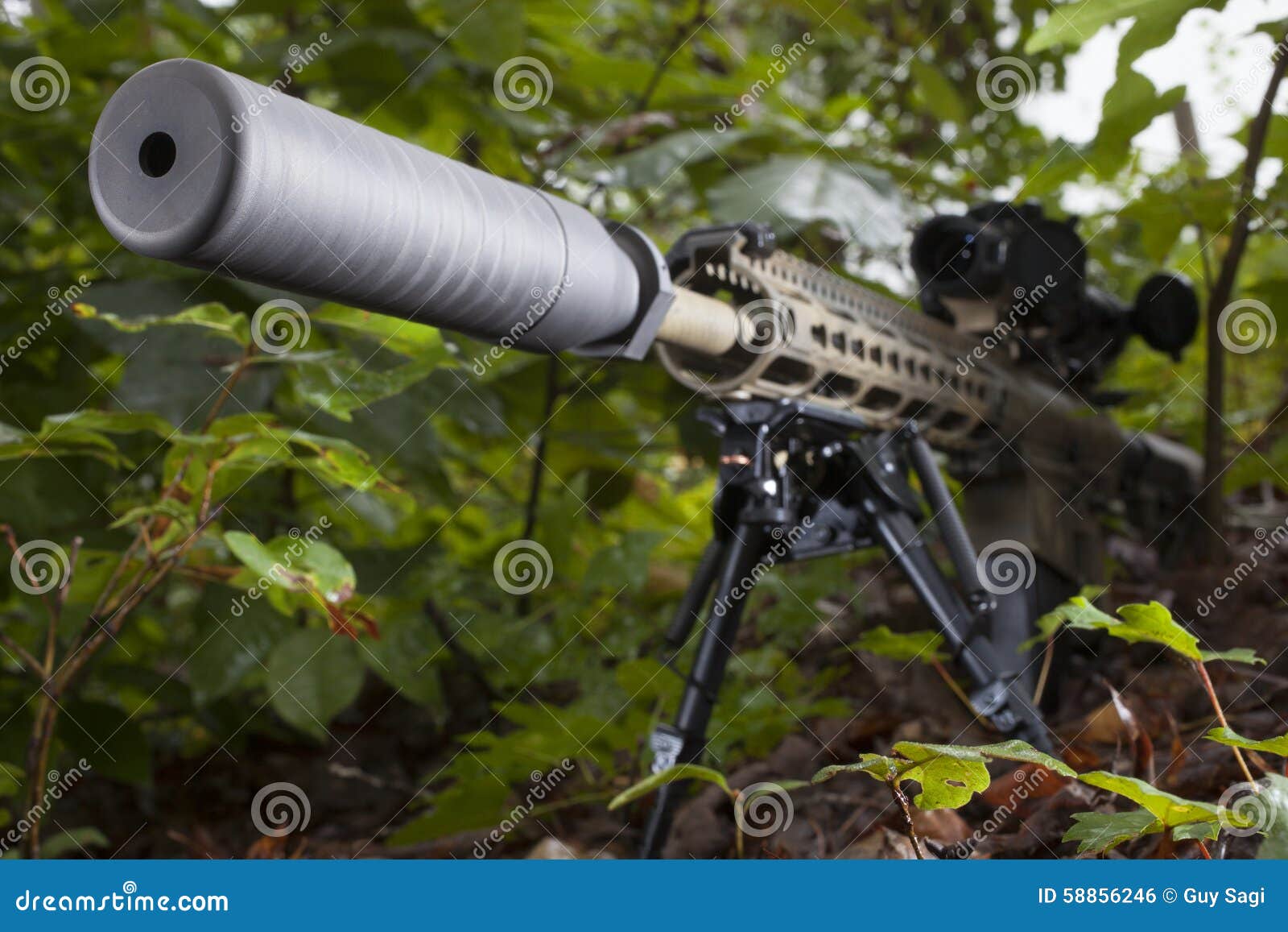 Silenced rifle stock photo. Image of silencer, muzzle - 58856246