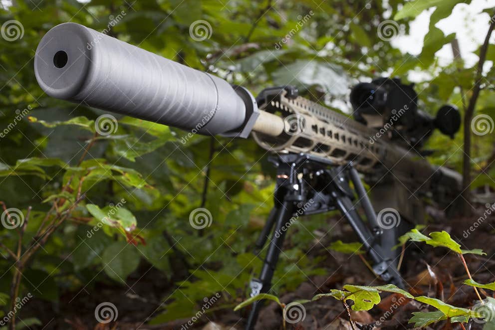 Silenced rifle stock photo. Image of silencer, muzzle - 58856246