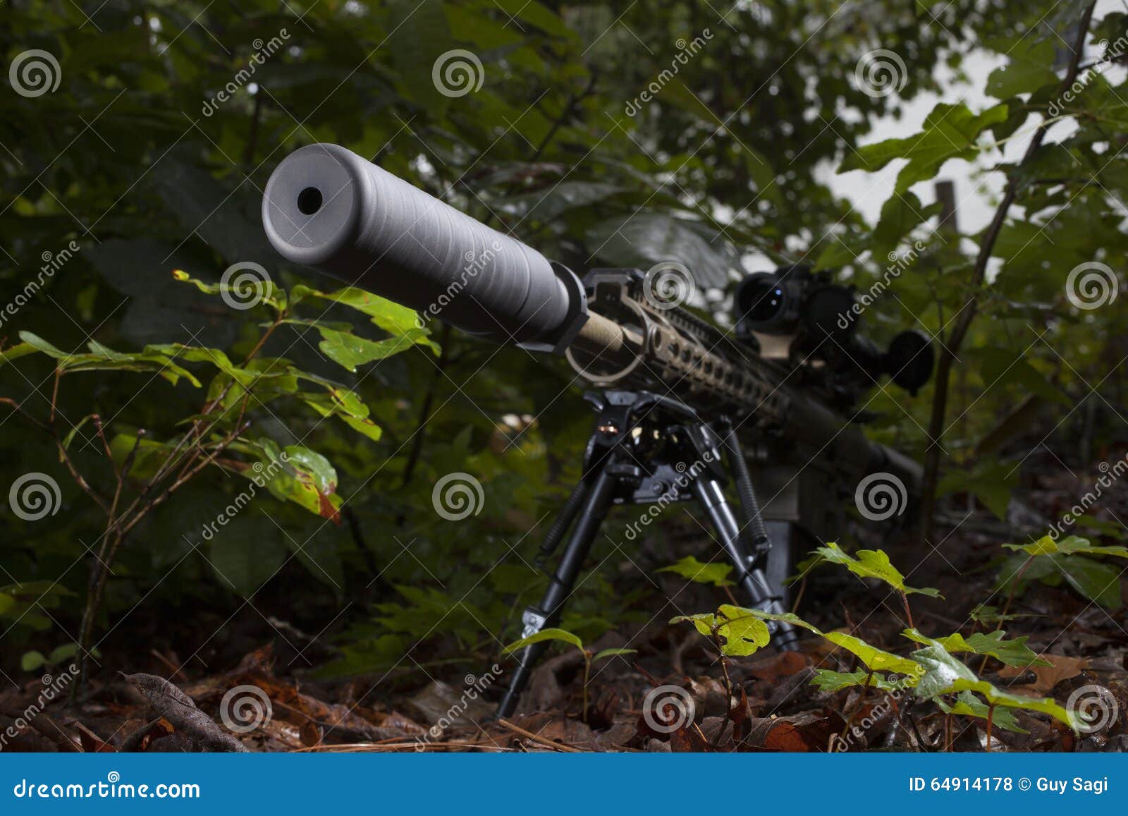 Silencer in the trees stock photo. Image of gray, suppressor - 64914178