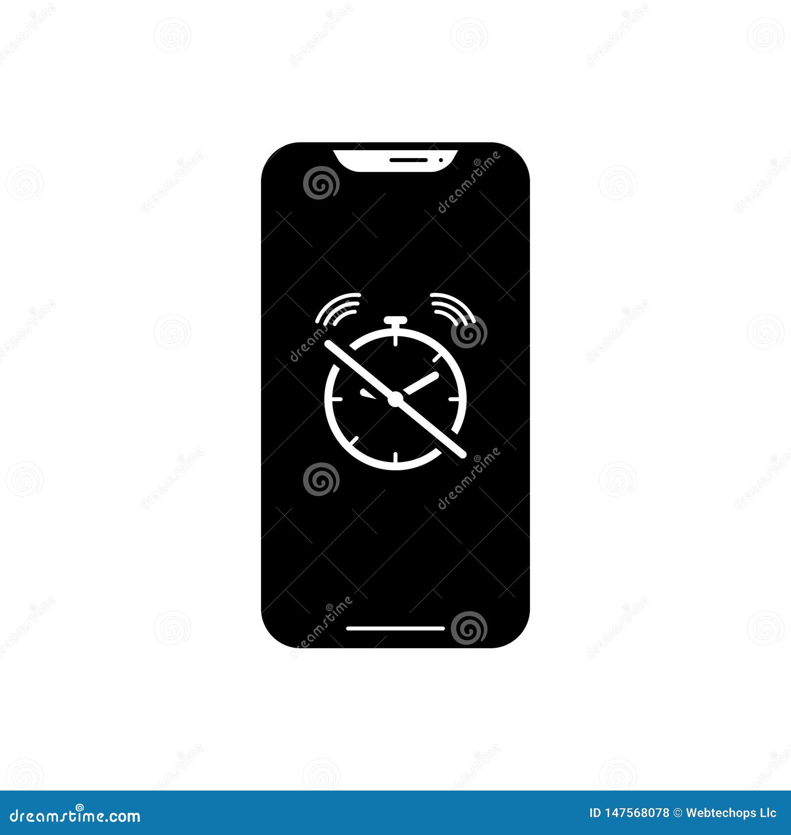 Black Solid Icon for Silent Alarm, Mute and Smartphone Stock Vector ...