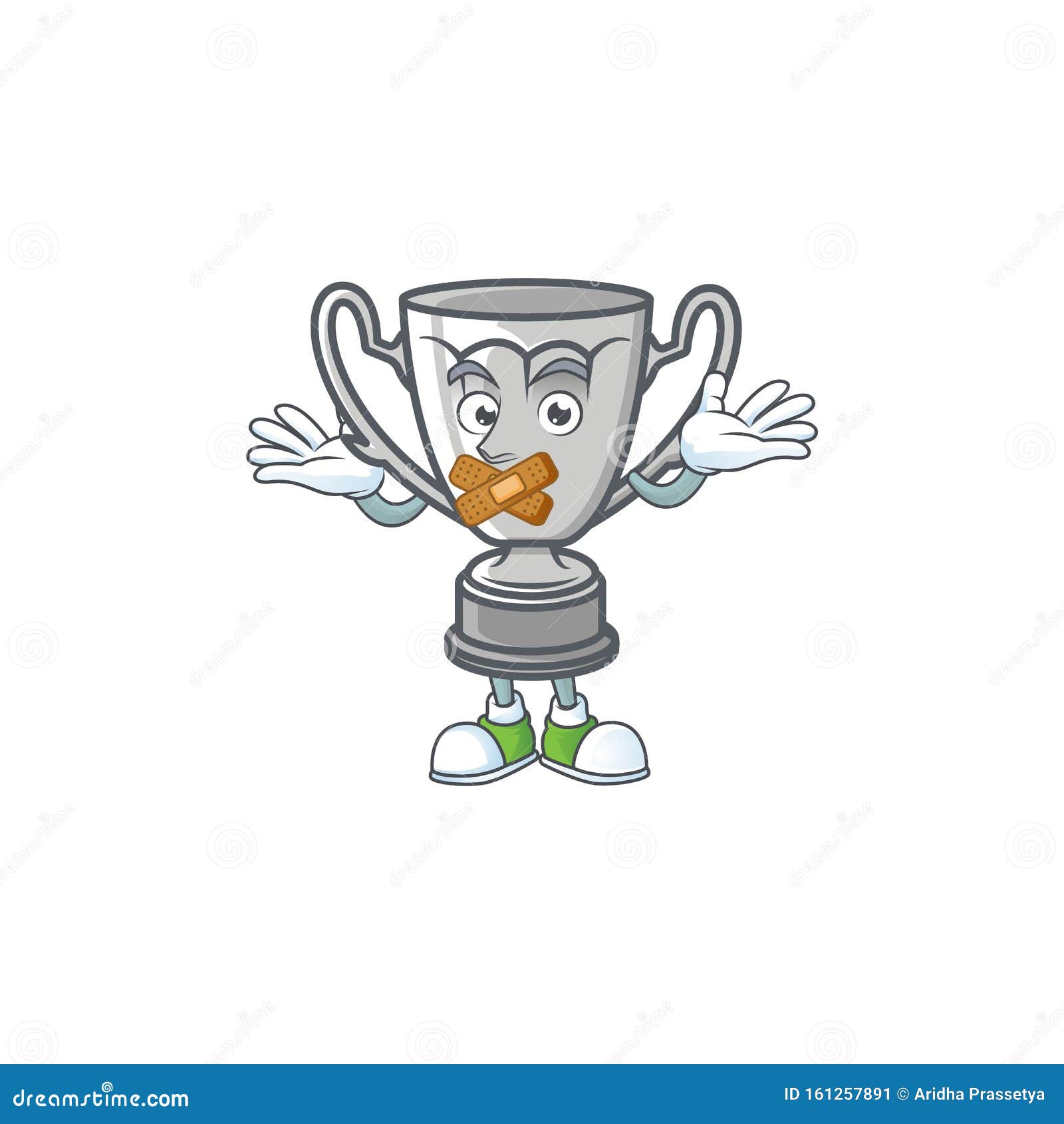 Silent Cartoon Silver Trophy on White Background Stock Vector ...