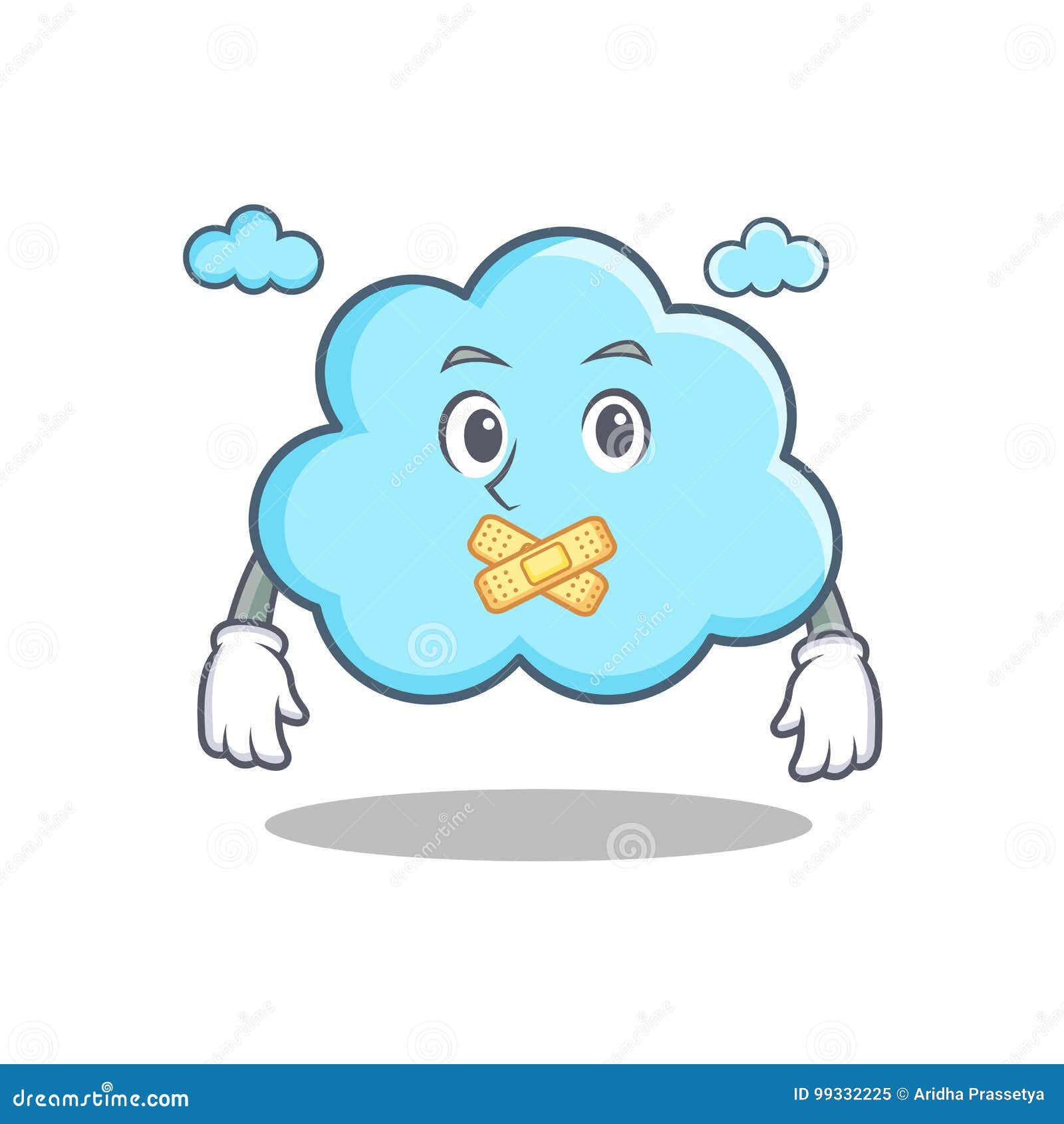 Silent Cute Cloud Character Cartoon Stock Vector - Illustration of cute ...