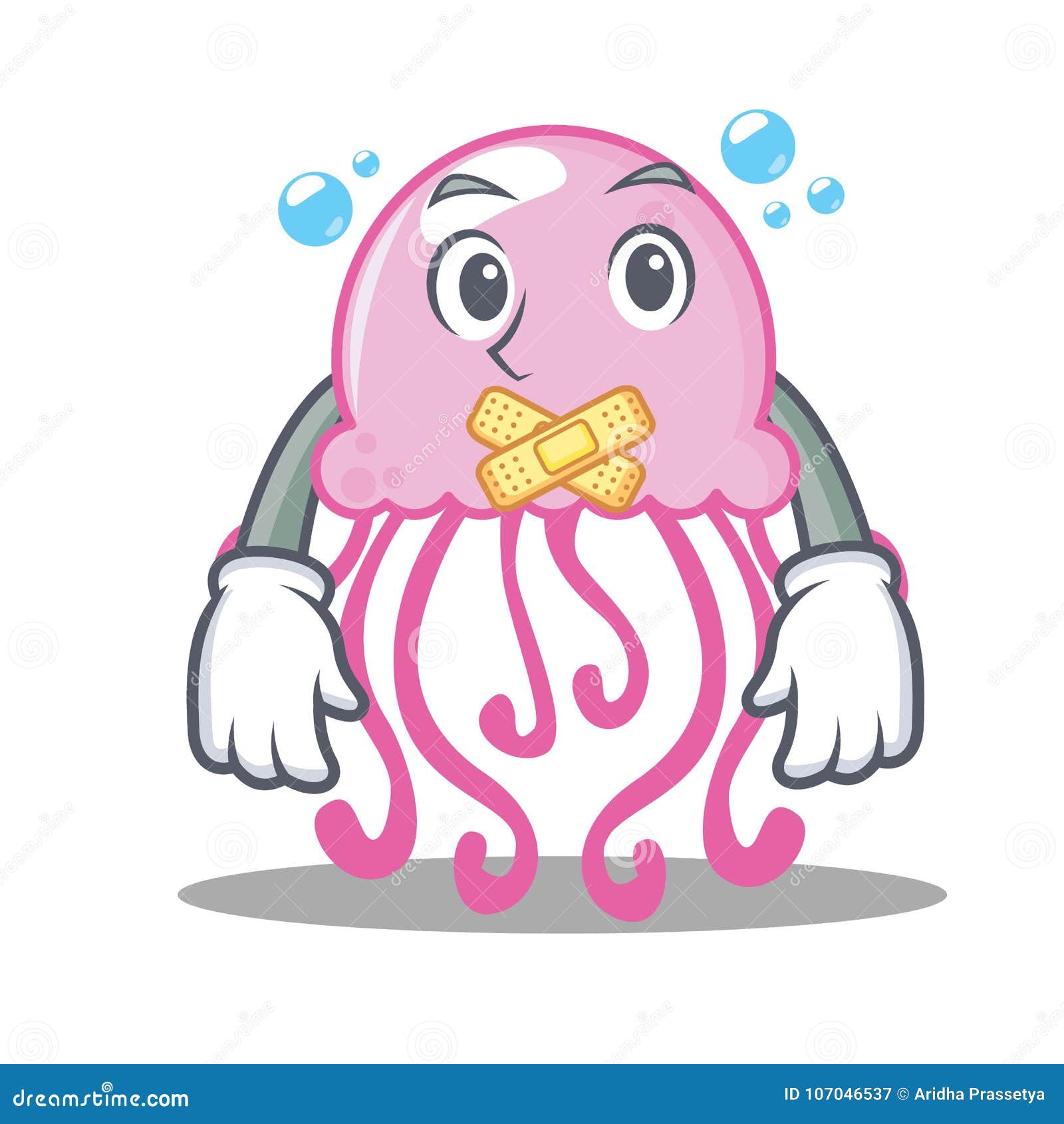 Silent Cute Jellyfish Character Cartoon Stock Vector - Illustration of ...