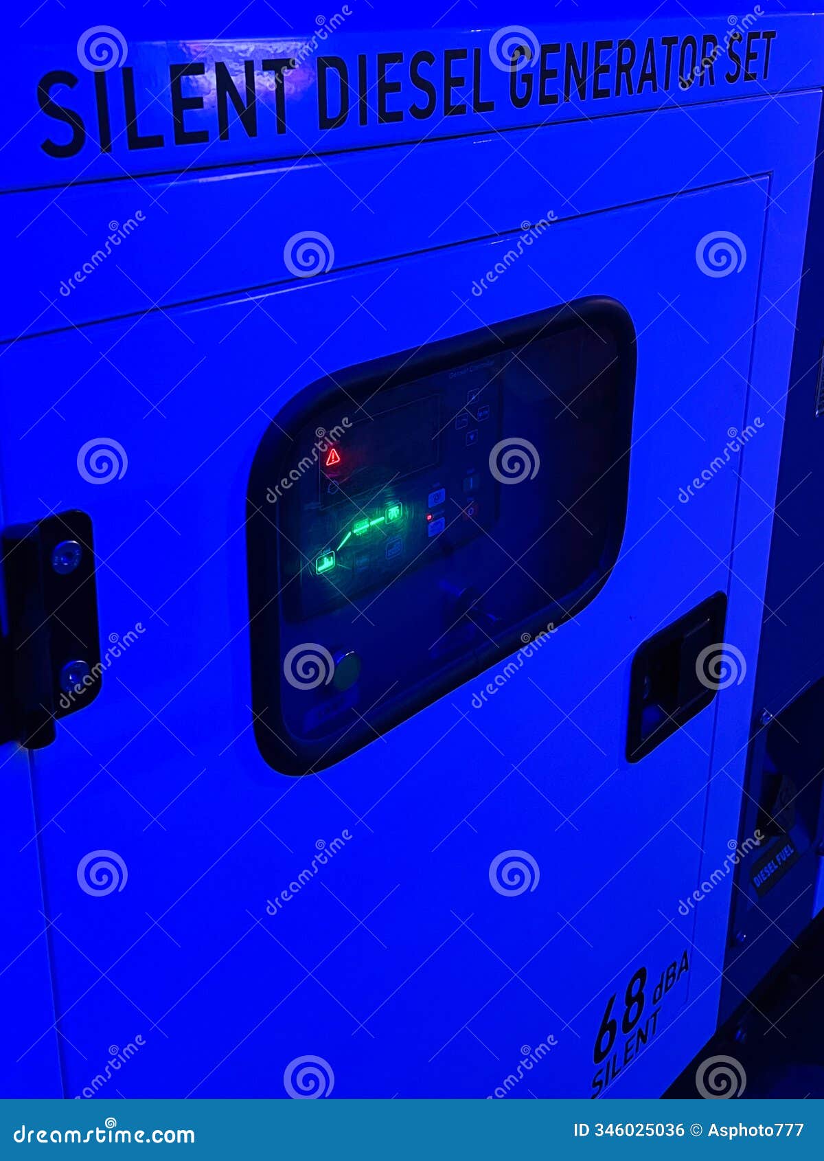 Silent Diesel Generator Set with Illuminated Control Panel Stock Photo ...