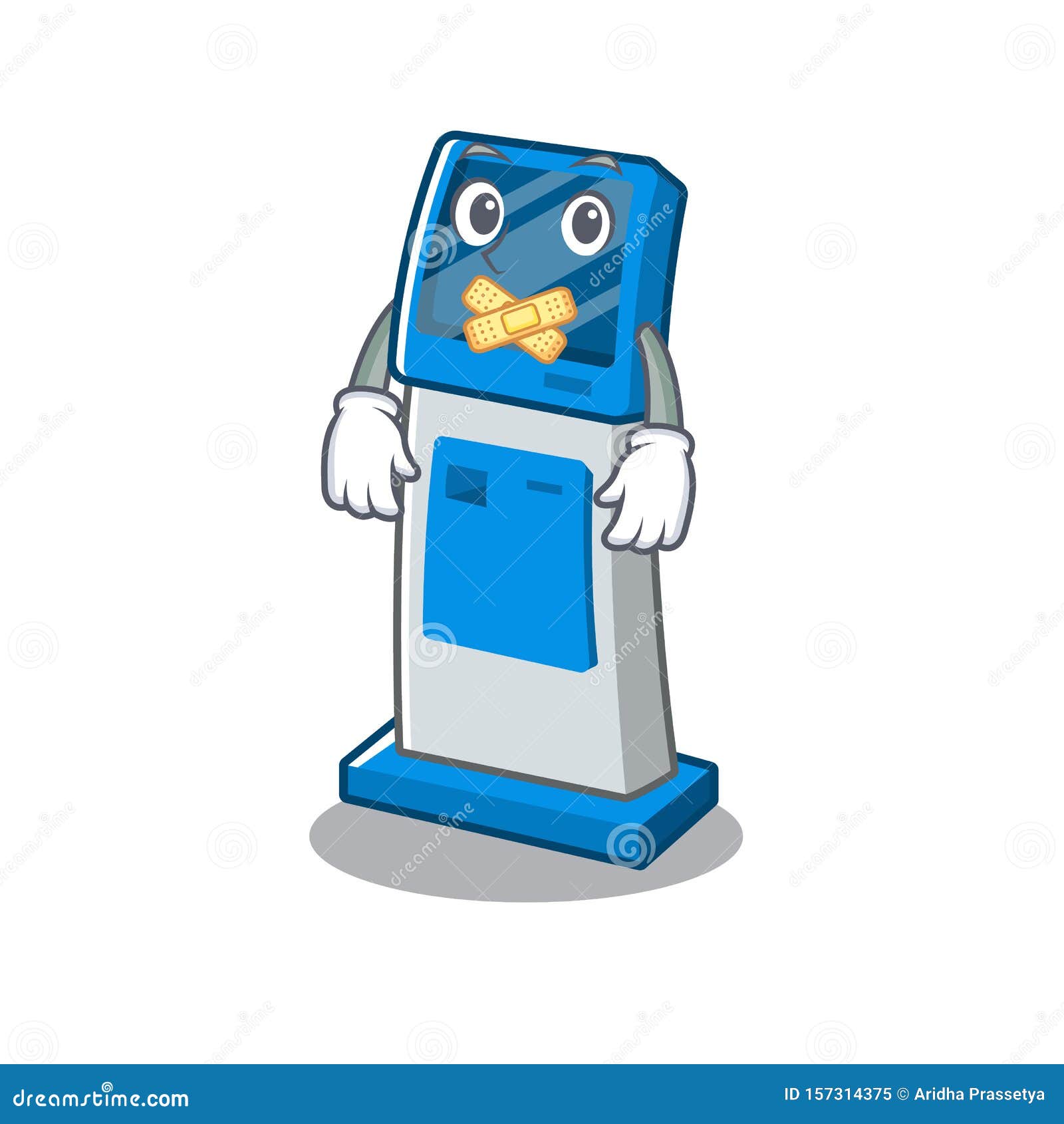 Silent Digital Information Cartoon Kiosk Next To Table Stock Vector ...