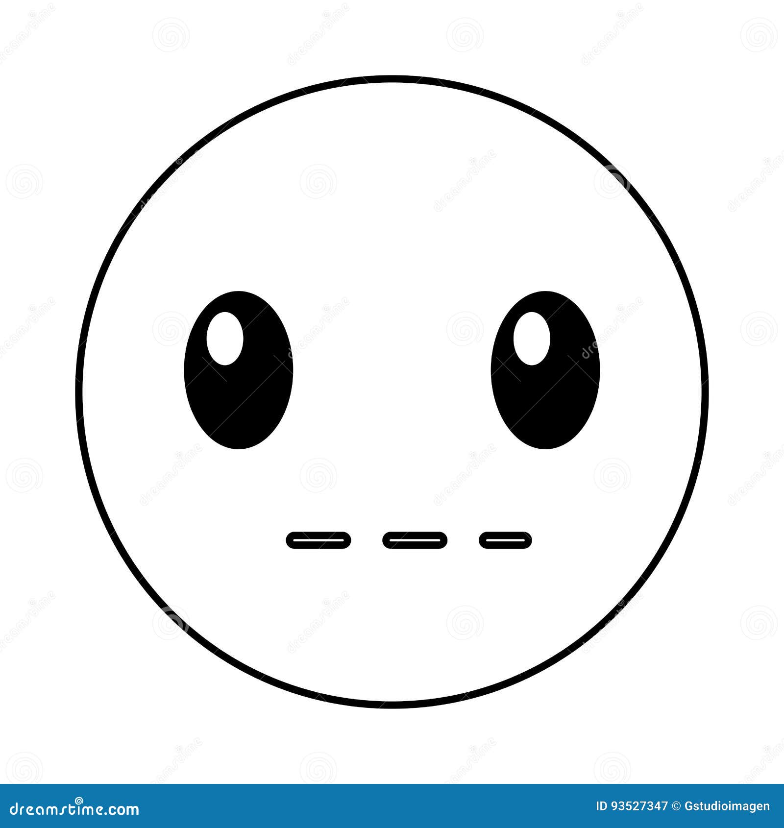 Silent Emoticon Face Kawaii Style Stock Vector - Illustration of ...