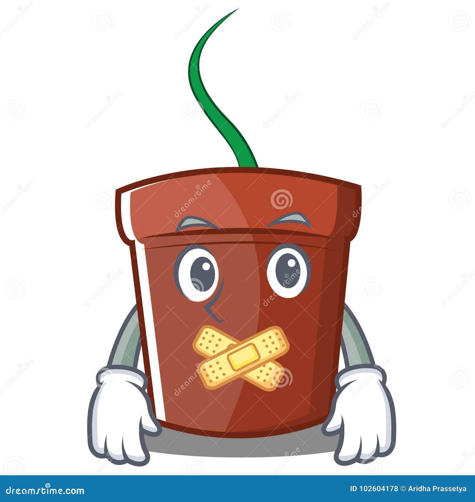 Silent Flower Pot Character Cartoon Stock Vector - Illustration of ...