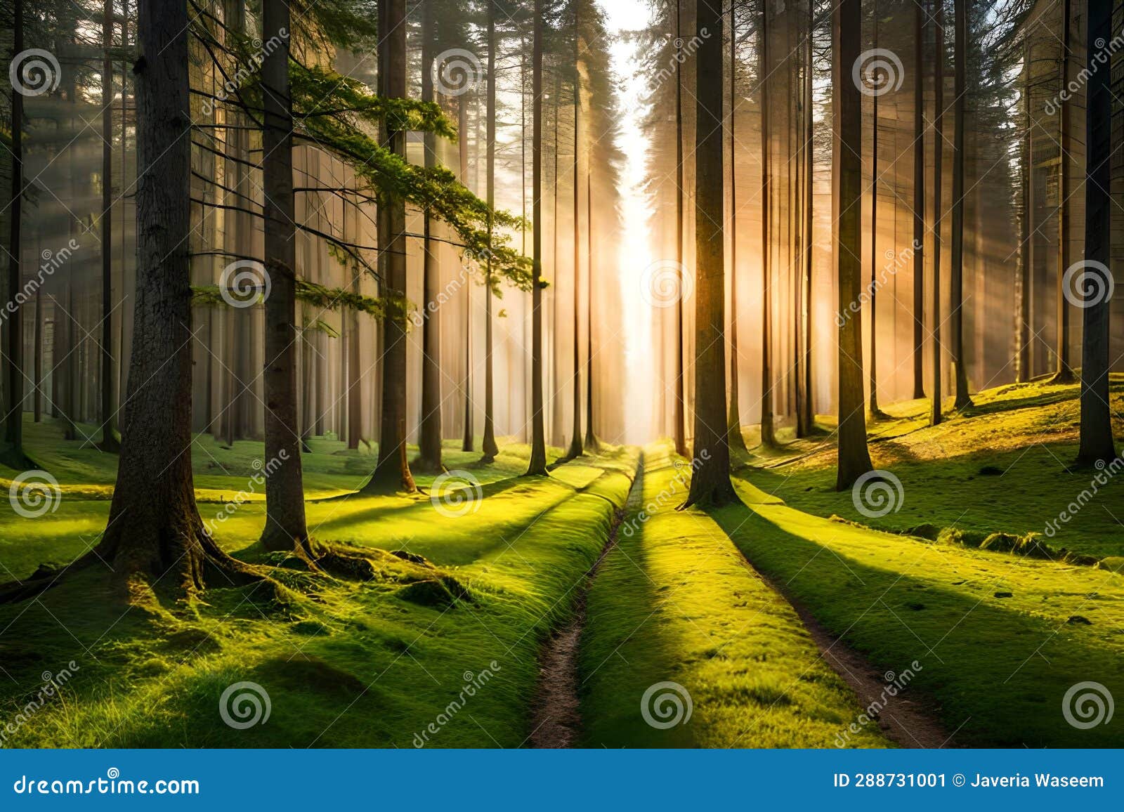 Silent Forest in Spring with Beautiful Bright Sun Rays Stock Image ...