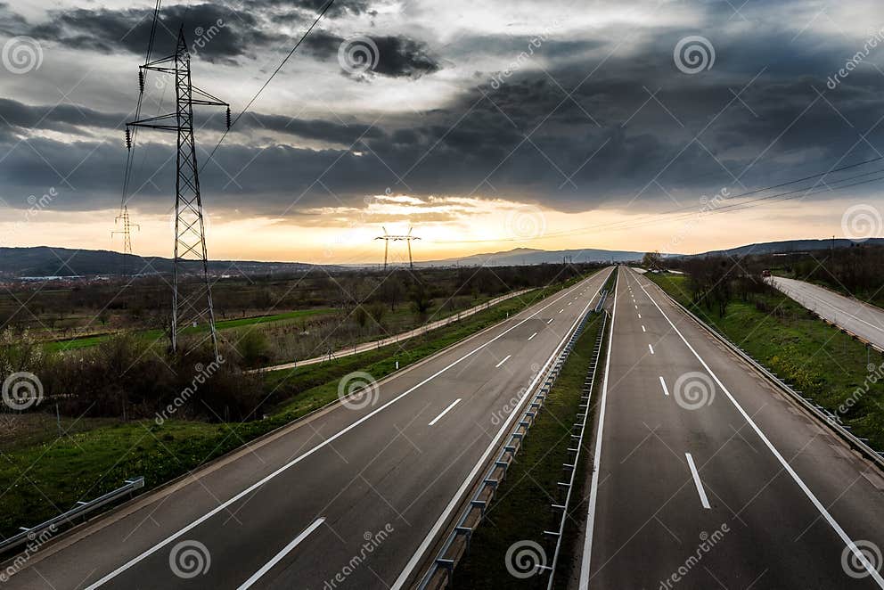 Silent Freeway or Highway at Sunset Stock Image - Image of freedom, dusk: 117952089