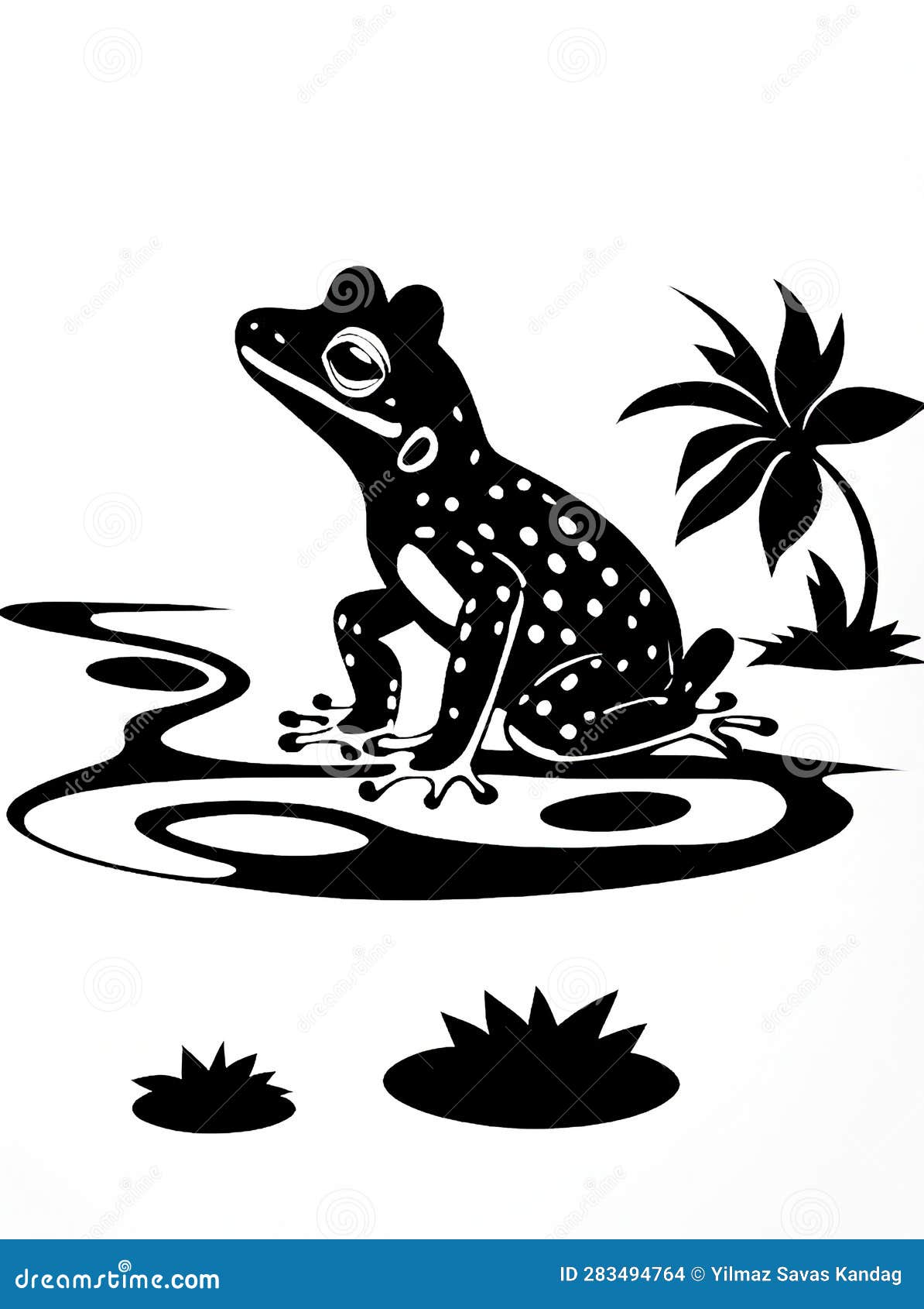 The Silent Frog of the Pond. Vector Illustration Stock Vector ...