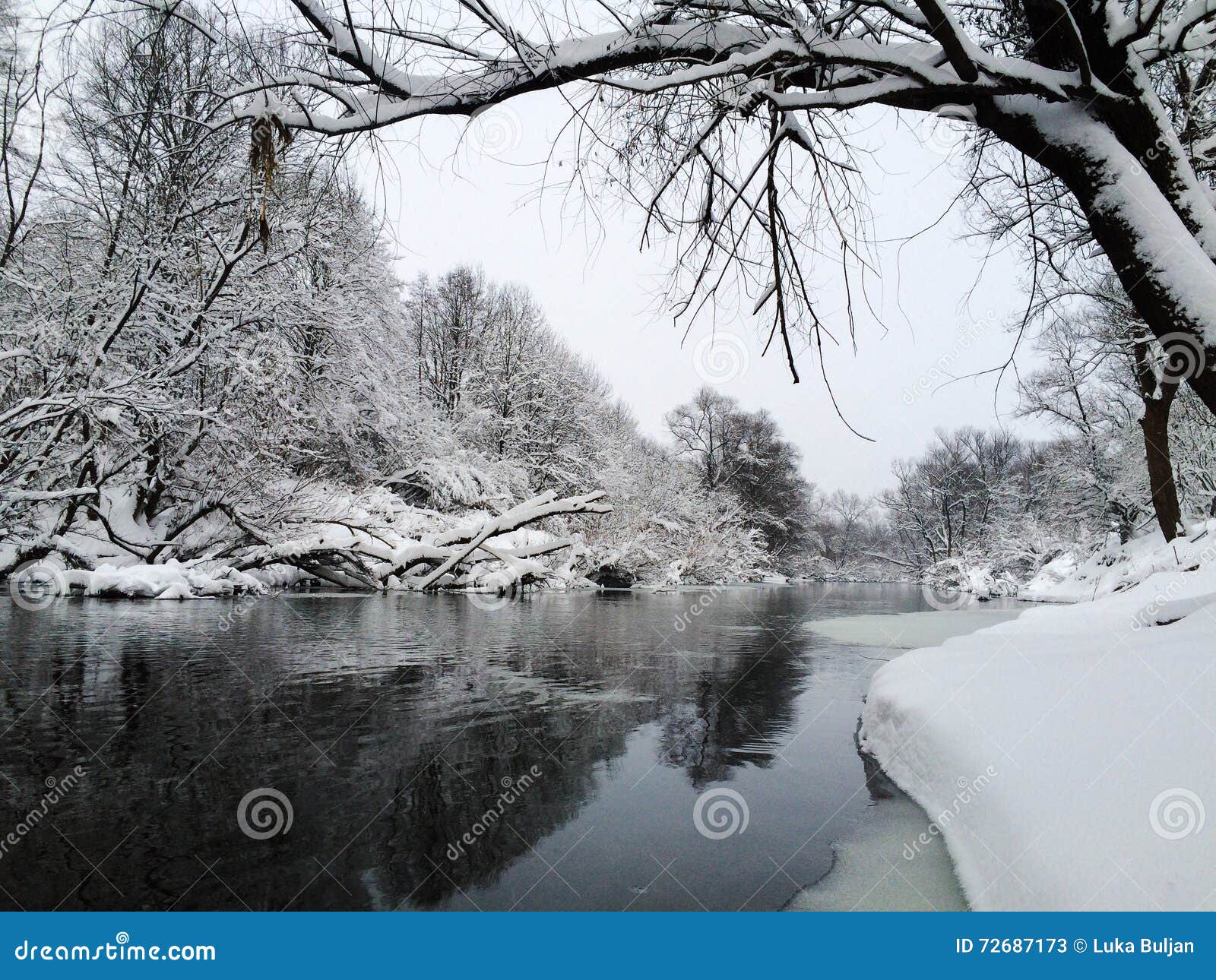 Silent icy river stock image. Image of winter, beautiful - 72687173