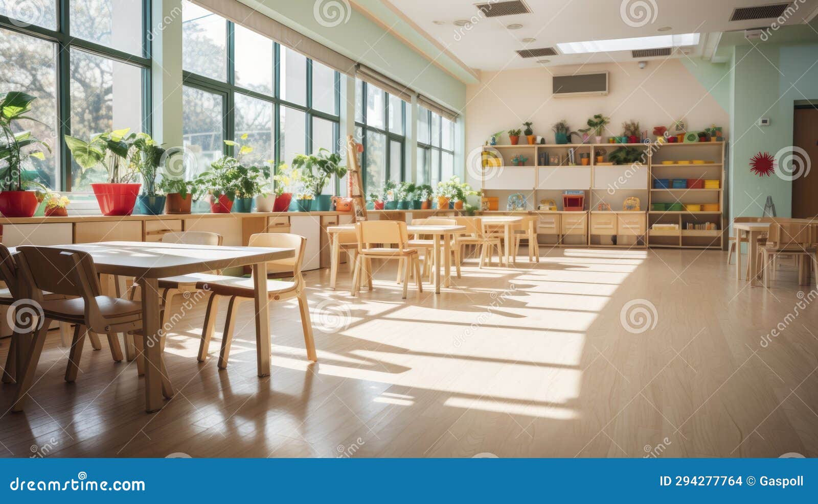 Silent Learning Halls - An Empty Modern Preschool Room. Generative AI ...