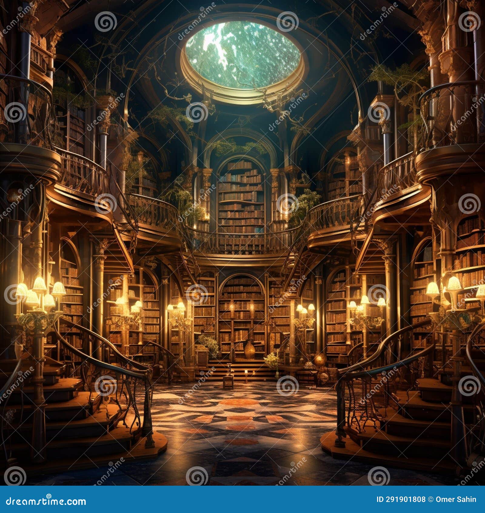 The Silent Maze: Labyrinthine Library Interior Stock Photo - Image of ...