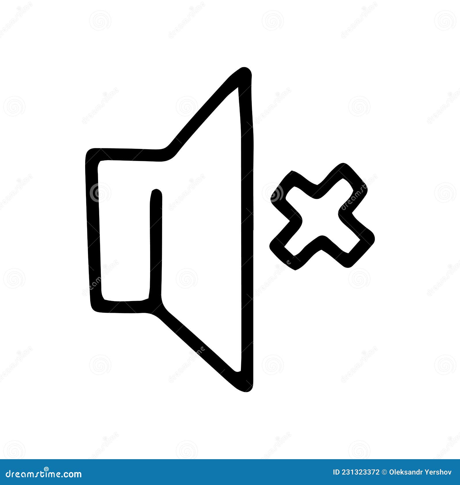 Silent Mode Line Vector Doodle Simple Icon Stock Vector - Illustration ...