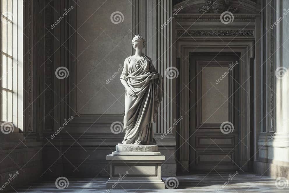 The Silent Muse, a Marble Statue in an Ornate Hallway Stock ...