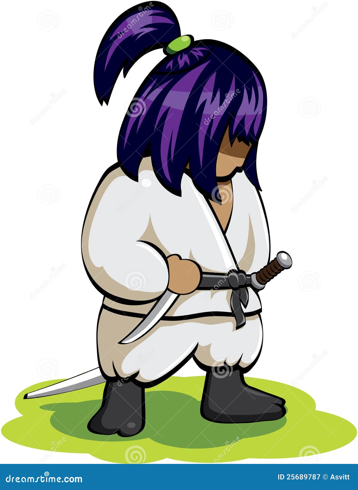 Silent ninja on the grass stock vector. Illustration of conflict - 25689787