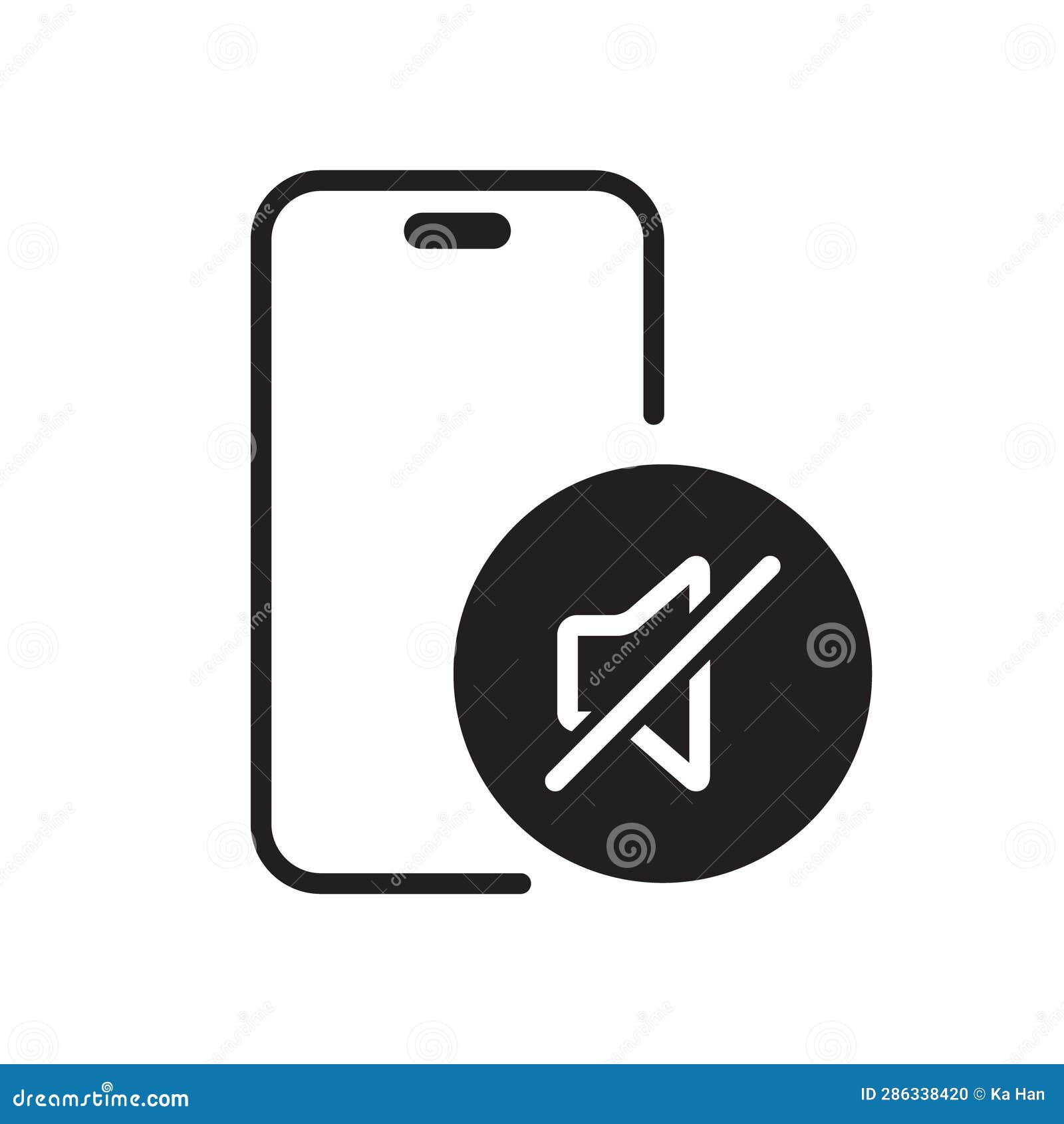 Silent Phone Mode Icon Vector. Smartphone Mute Speaker Symbol in Flat ...