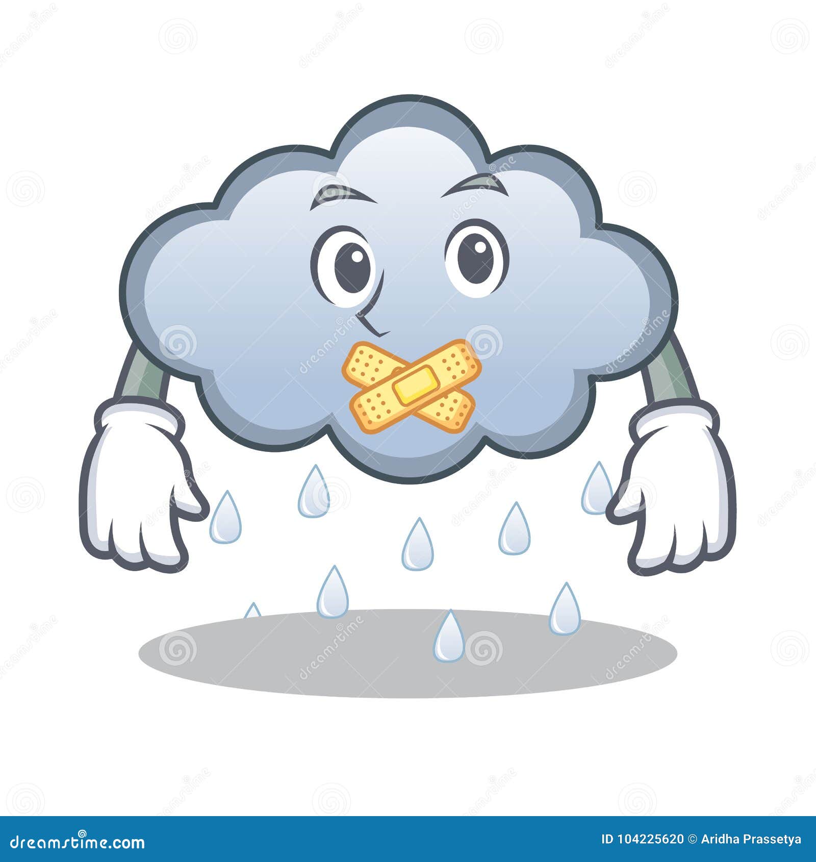 Silent Rain Cloud Character Cartoon Stock Vector - Illustration of eyes ...