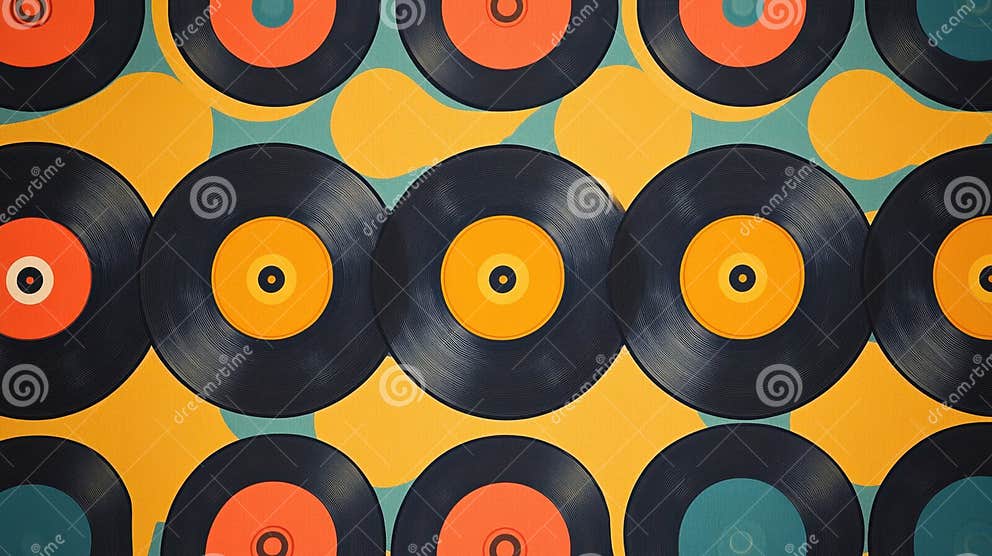Silent Record Week Retro Vinyl Record Pattern on Colorful Abstract ...