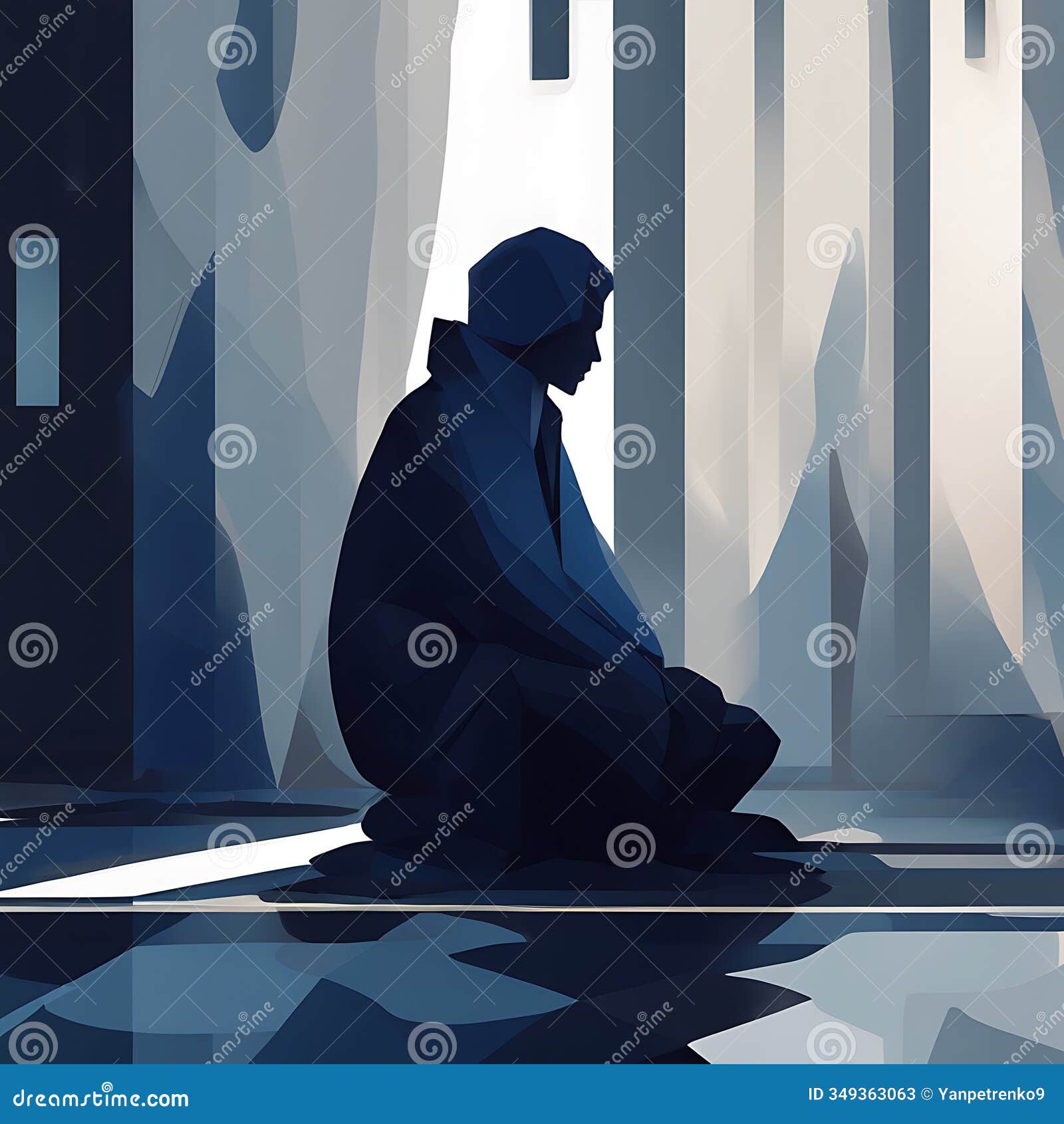 Silent Shadows: Embracing Solitude Stock Illustration - Illustration of ...