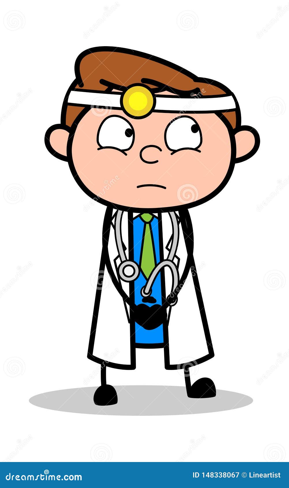 Silently Watching - Professional Cartoon Doctor Vector Illustration ...