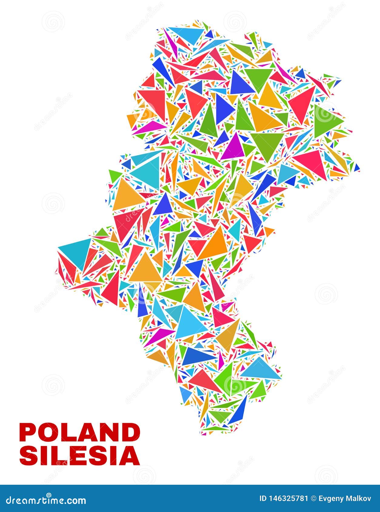 Silesian Voivodeship Map - Mosaic of Color Triangles Stock Vector ...