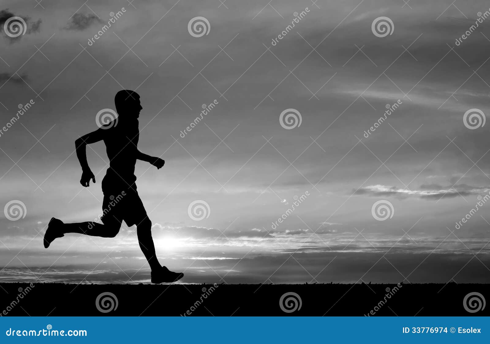 Silhouet Van De Lopende Mens Stock Foto - Image of zwart, jogger: 33776974
