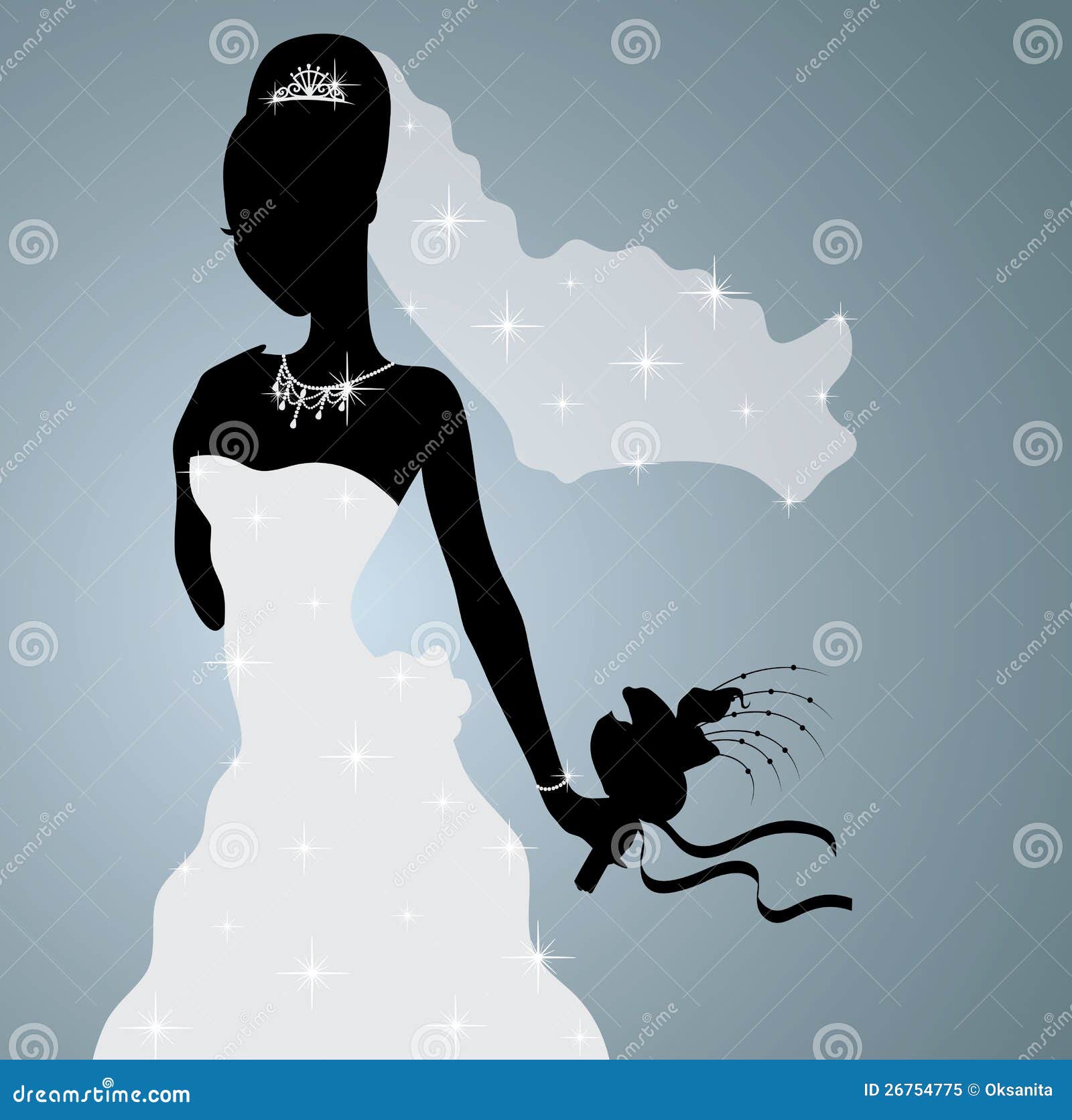 Silhouet van een bruid. vector illustratie. Illustration of schilderij ...