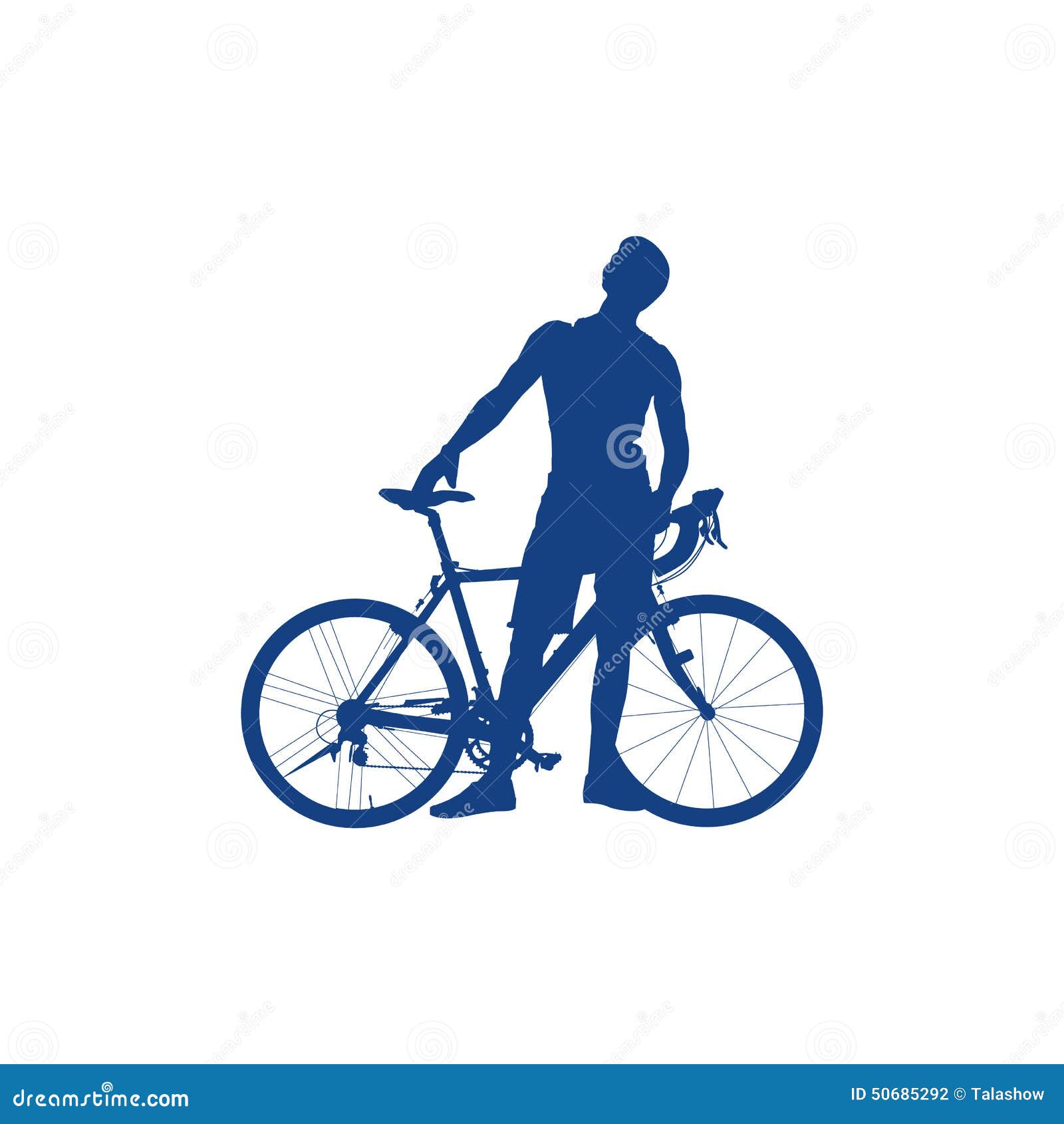 Silhouet van een fietser vector illustratie. Illustration of tekening ...