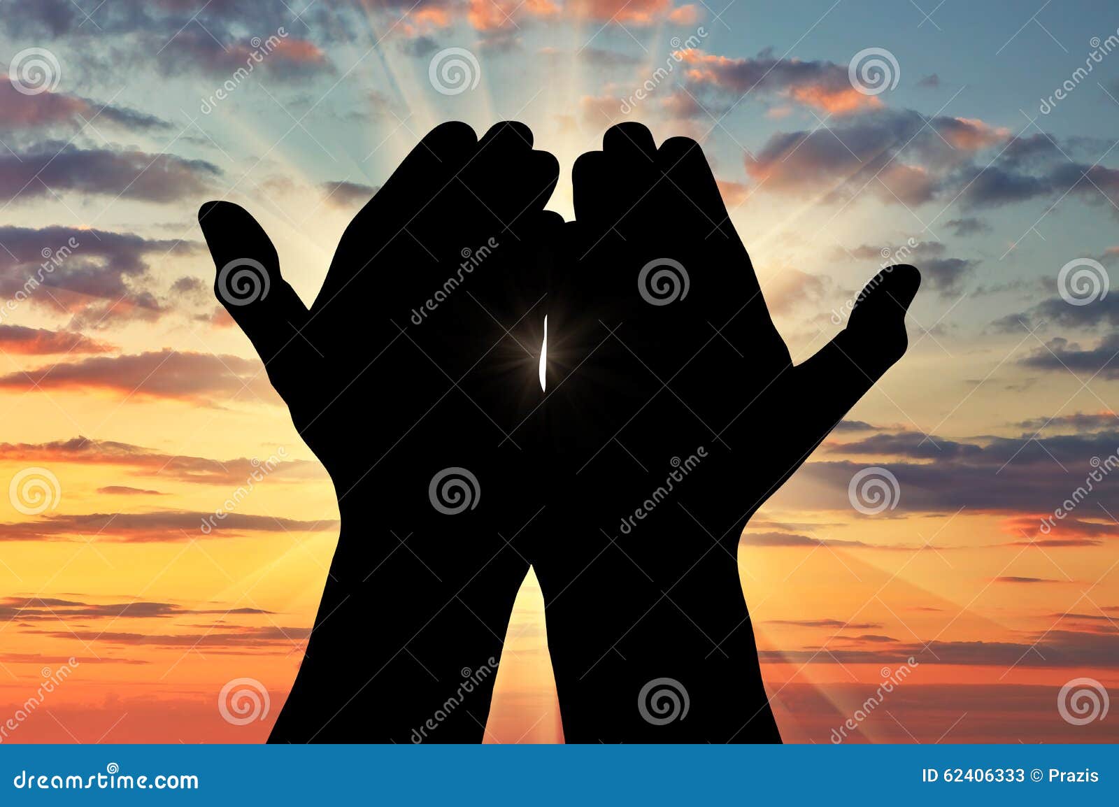 Silhouet Van Het Bidden Handen Stock Afbeelding - Image of godsdienst ...