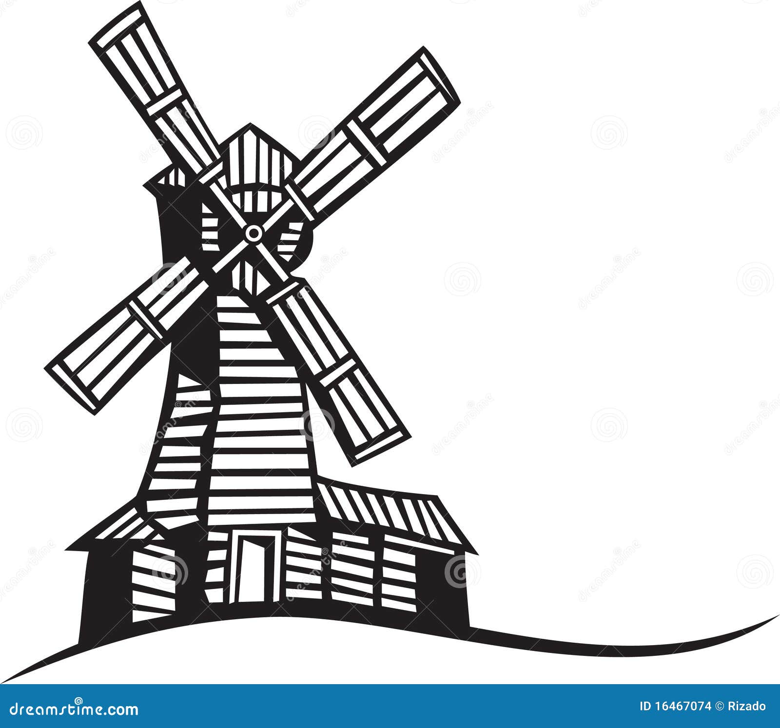 Silhouet van molen vector illustratie. Illustration of decoratie - 16467074