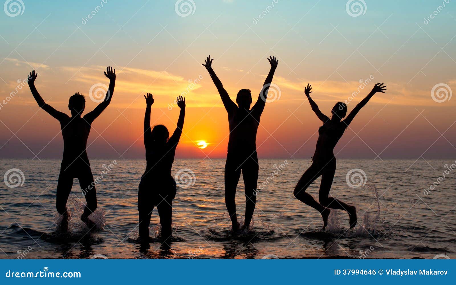 Silhouet Van Springende Mensen Stock Foto - Image of groep, lichaam ...