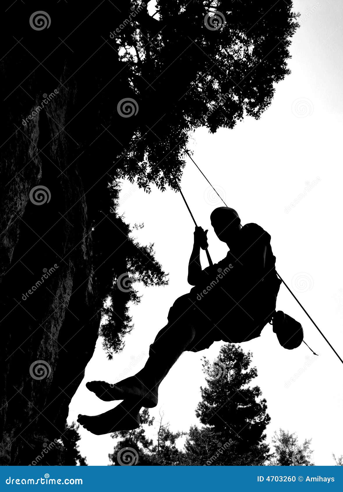 Silhouette of abseiler stock photo. Image of outside, rope - 4703260