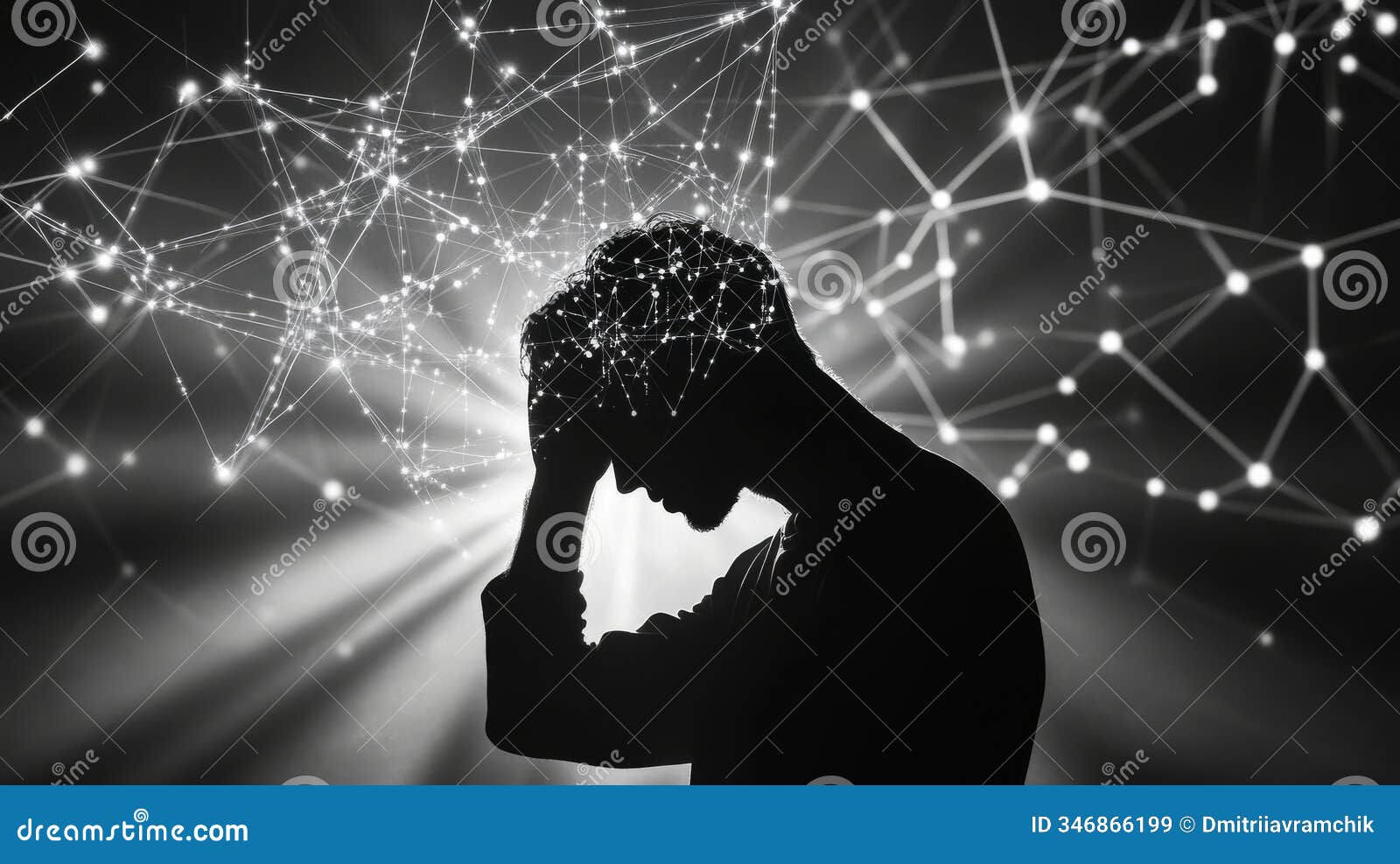 A Silhouette of an Abstract Black and White Photograph of a Lost Man in ...