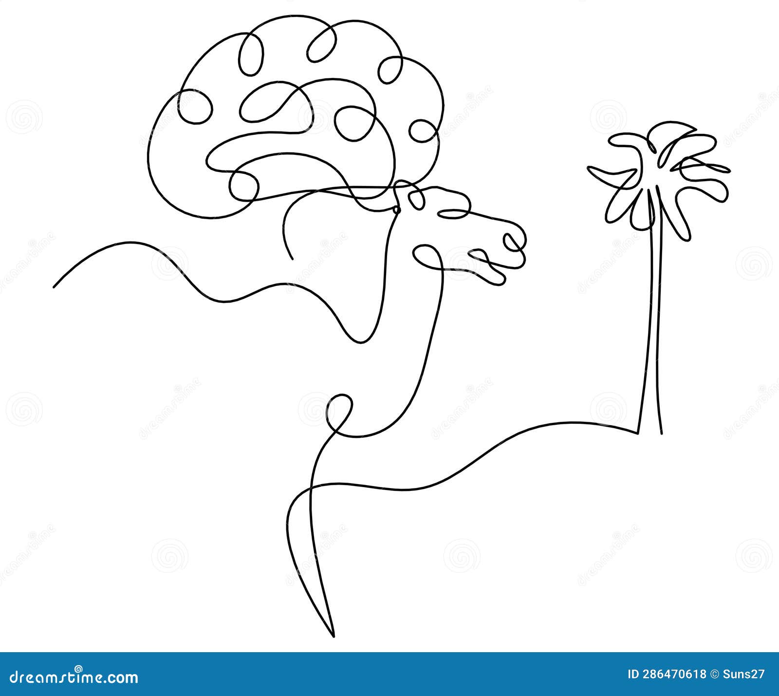 Silhouette of Abstract Camel with Brain As Line Drawing Stock ...