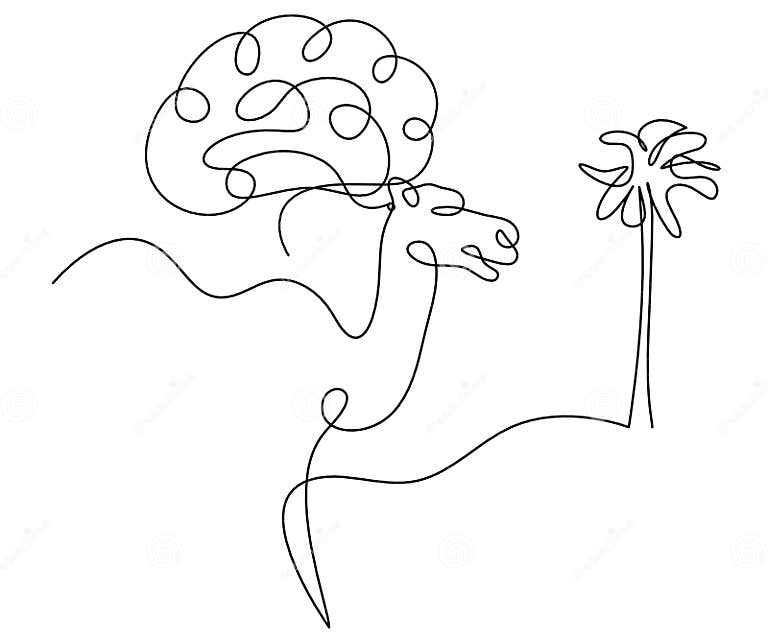 Silhouette of Abstract Camel with Brain As Line Drawing Stock ...