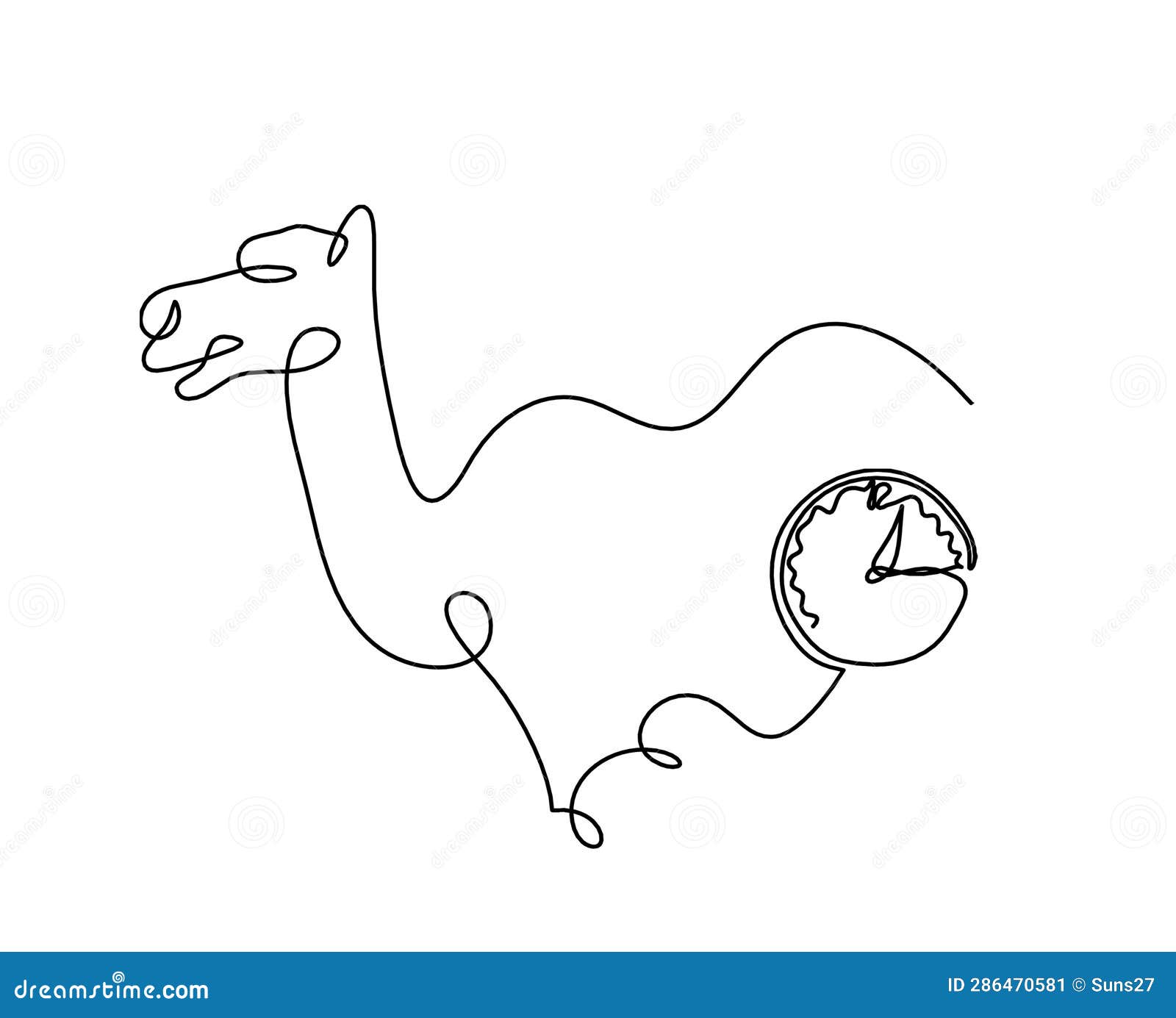 Silhouette of Abstract Camel with Clock As Line Drawing Stock ...