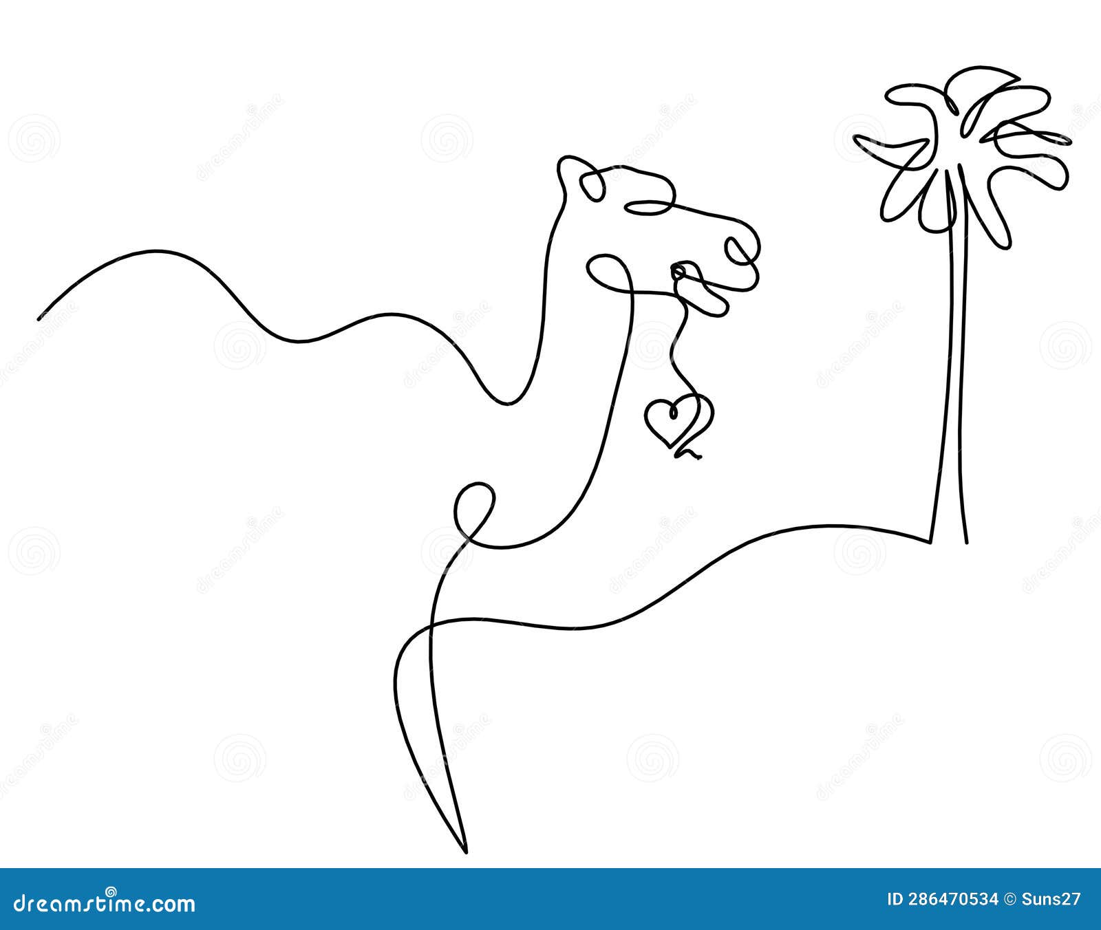 Silhouette of Abstract Camel with Heart As Line Drawing Stock ...
