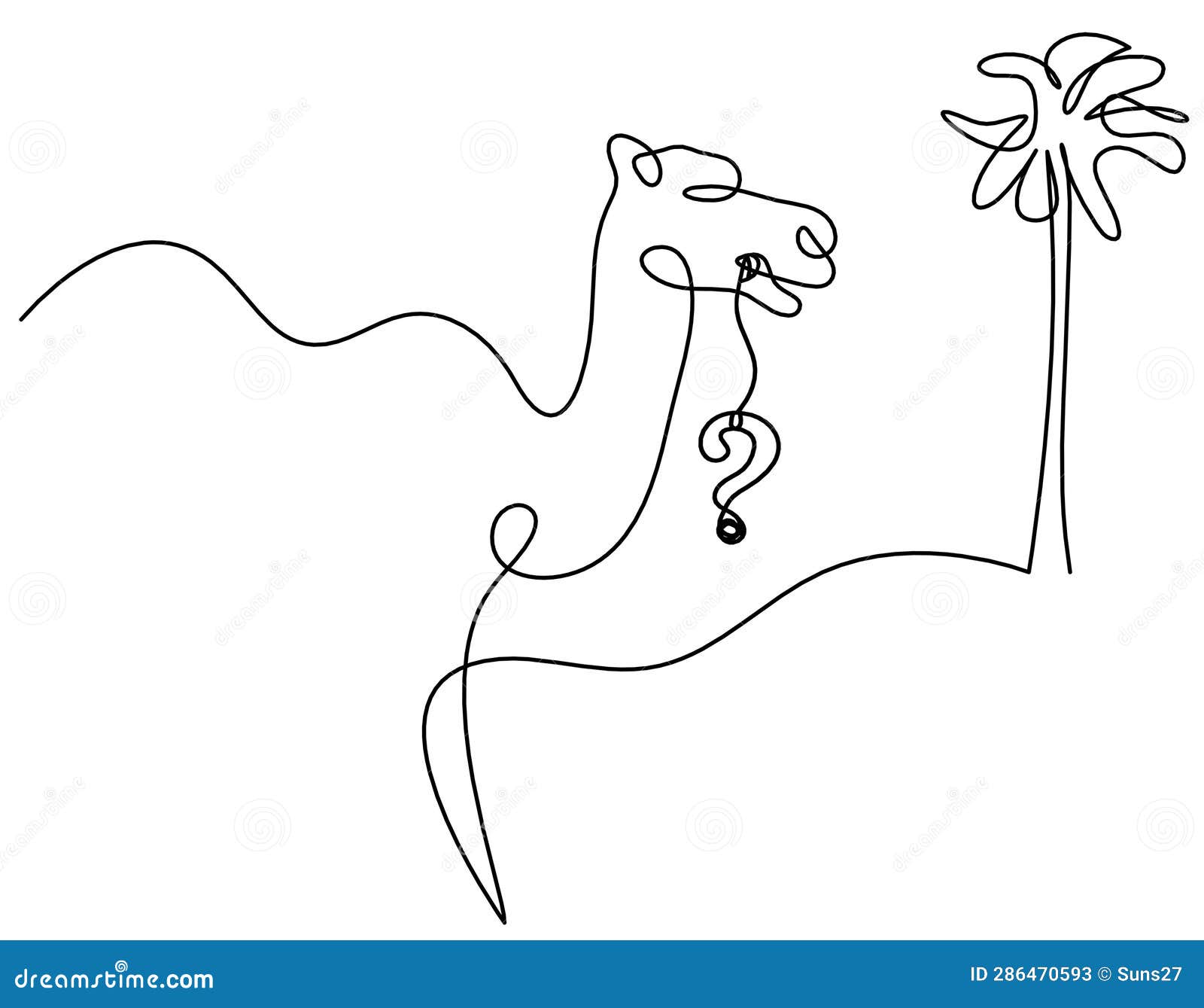Silhouette of Abstract Camel with Question Mark As Line Drawing Stock ...