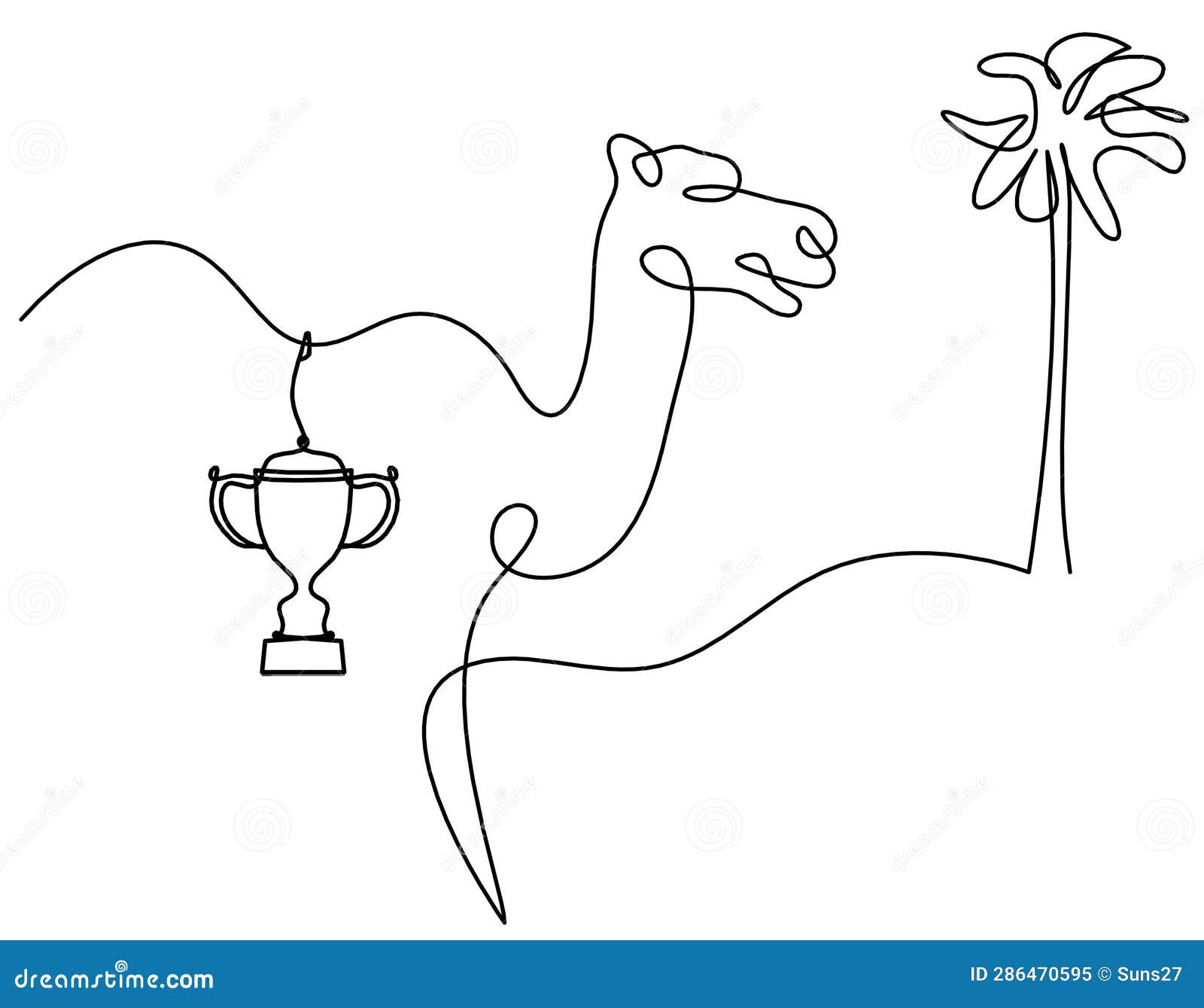 Silhouette of Abstract Camel with Trophy As Line Drawing Stock ...