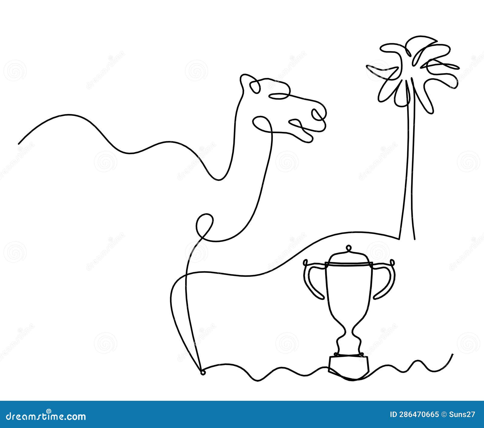 Silhouette of Abstract Camel with Trophy As Line Drawing Stock ...