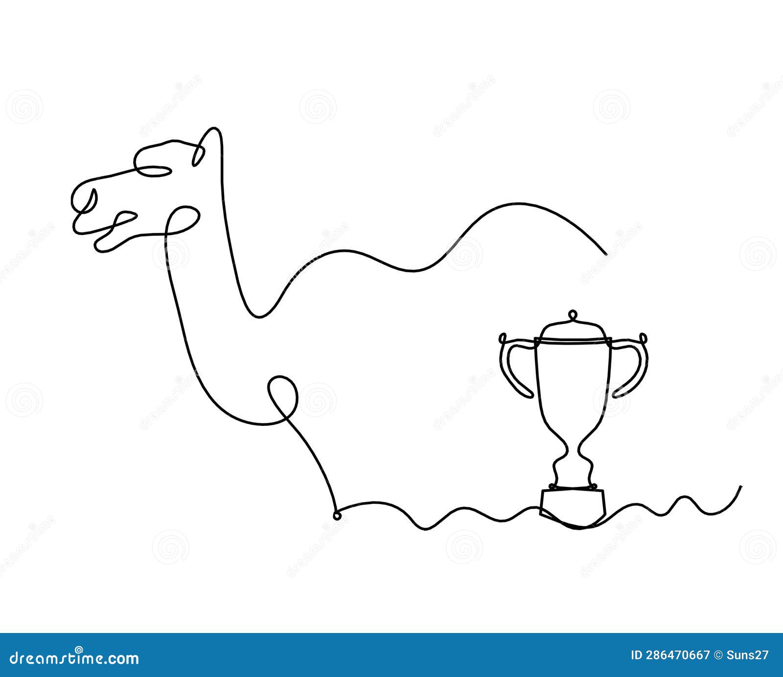 Silhouette of Abstract Camel with Trophy As Line Drawing Stock ...