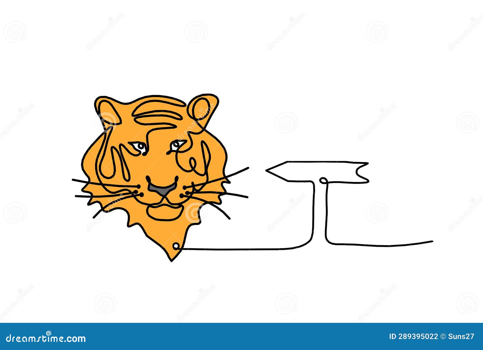 Silhouette of Abstract Color Tiger with Direction As Line Drawing Stock ...