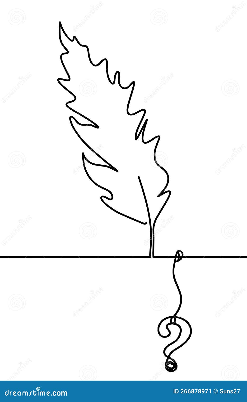 Silhouette of Abstract Feather As Line Drawing on White Stock ...