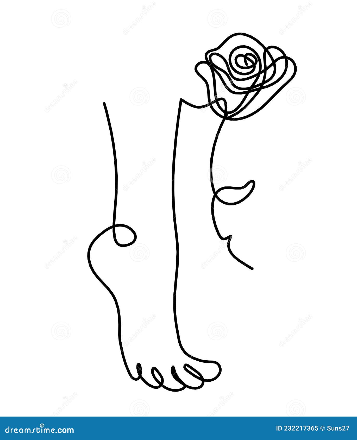 Silhouette of Abstract Foot and Flower Stock Vector - Illustration of ...