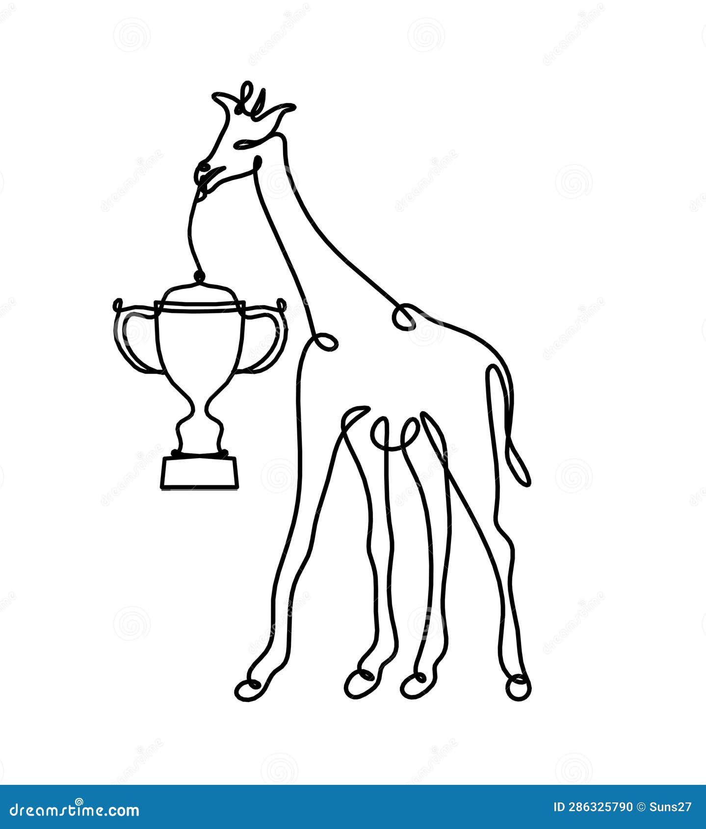Silhouette of Abstract Giraffe with Trophy As Line Drawing Stock ...