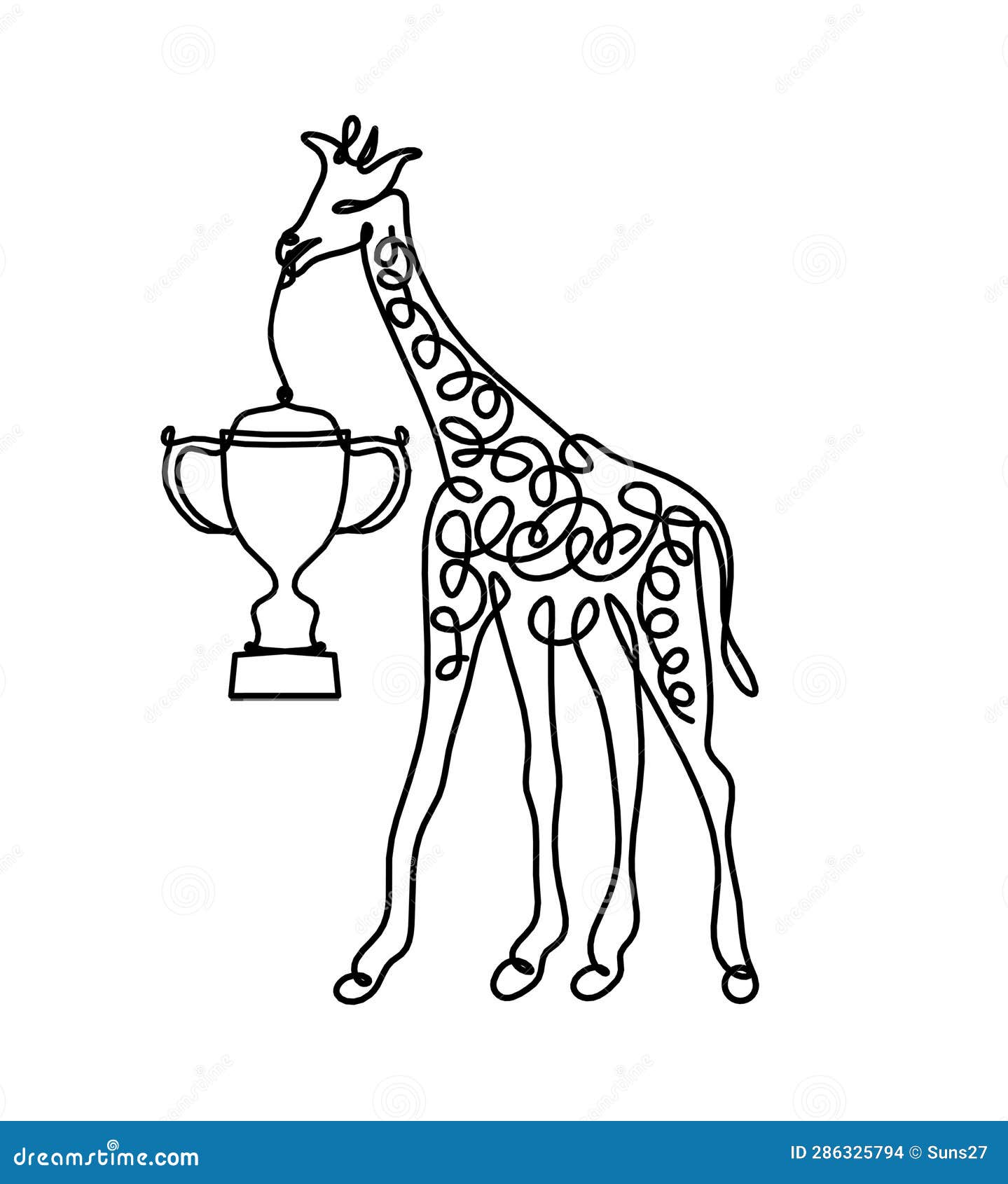 Silhouette of Abstract Giraffe with Trophy As Line Drawing Stock ...