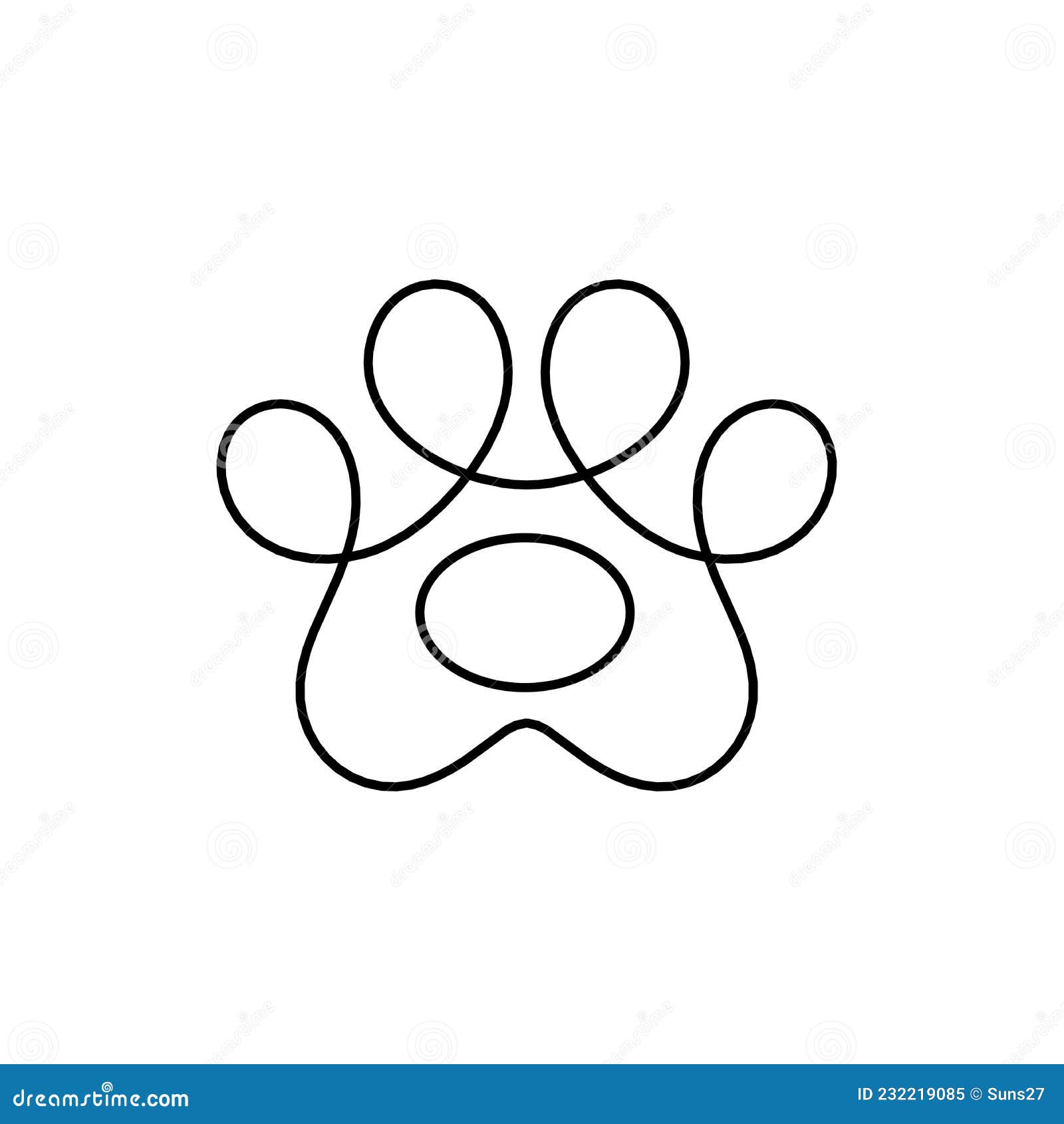 Silhouette of Abstract Paw As Line Drawing Stock Vector - Illustration ...